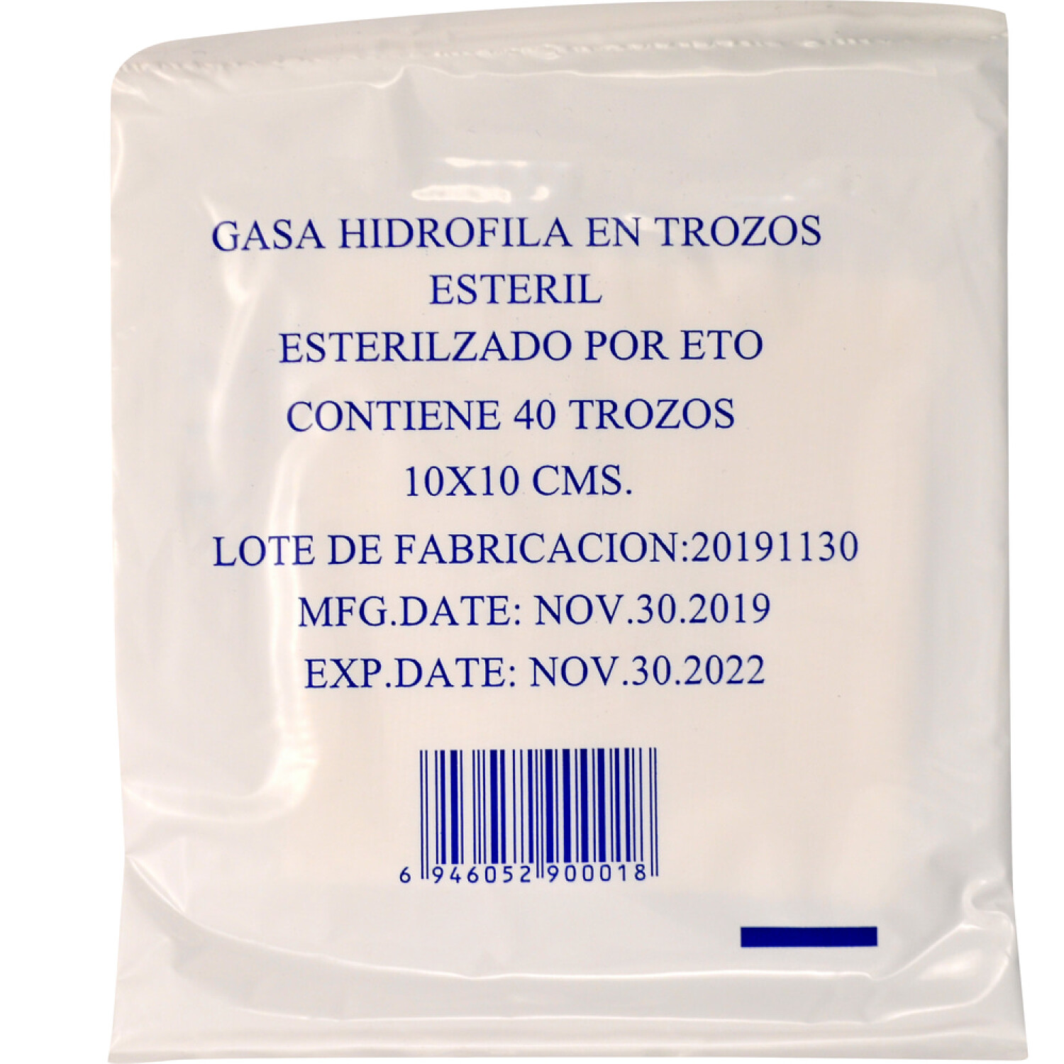 Gasa Estéril 10x10 cm - 40 trozos — Droguería Paysandú