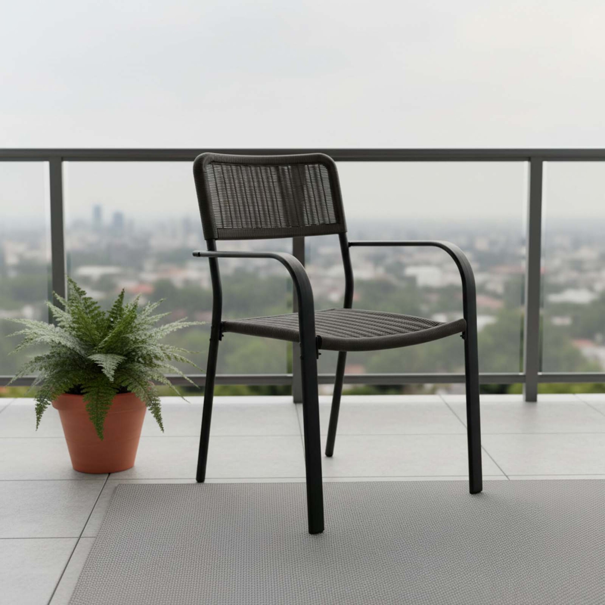 Silla Exterior Rattan-sintetico-y-acero Marron Pekin — Divino