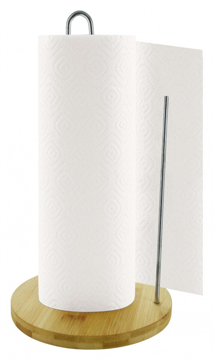 PORTA ROLLO METAL BASE MADERA — El Clon