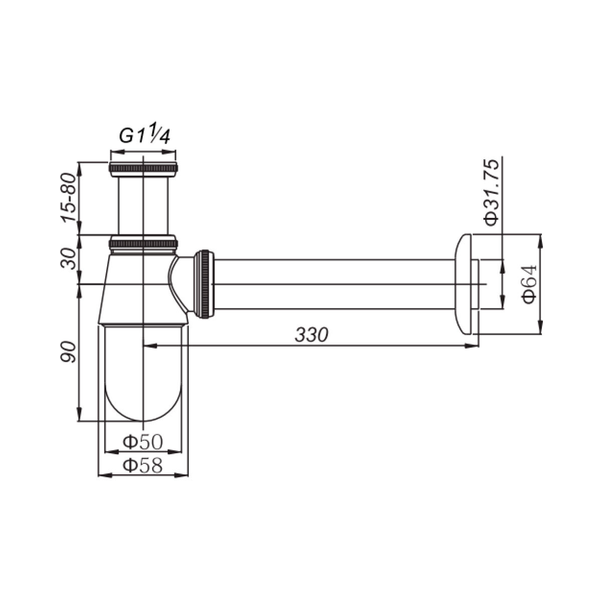 Sifon Botella - Material Zinc — Acher Cerámicas