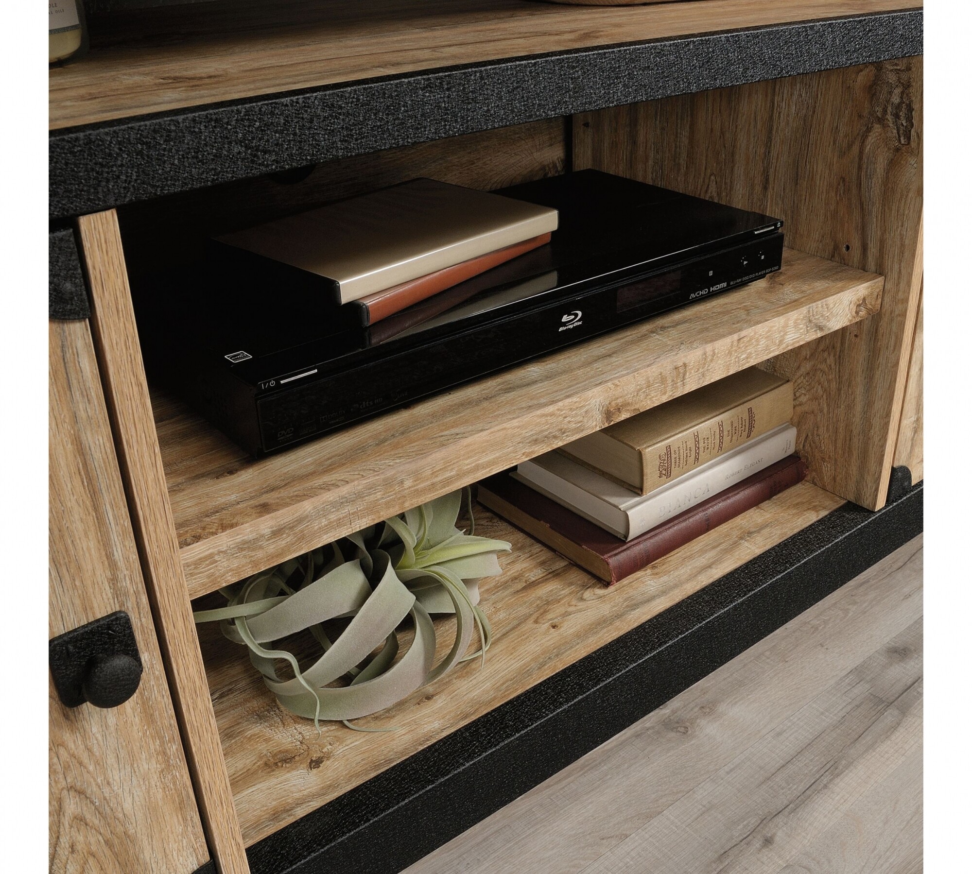 Rack para TV - Sauder - Linea Steel River - Natural — Rustico Hogar