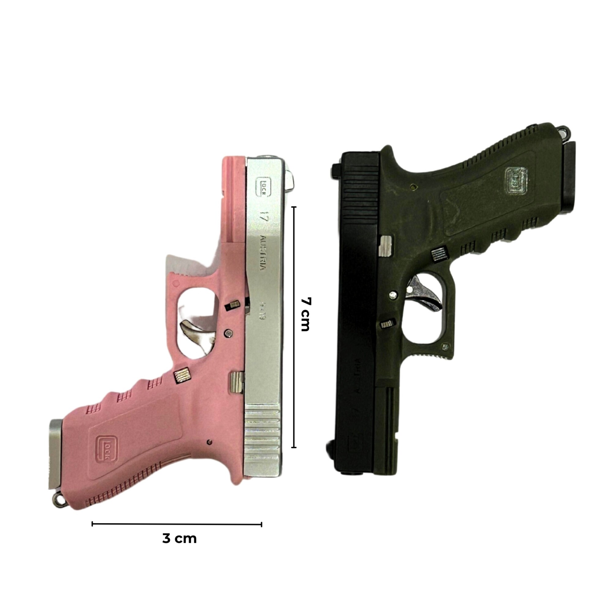 Llavero réplica miniatura Glock 17 - Rosa — Aventureros