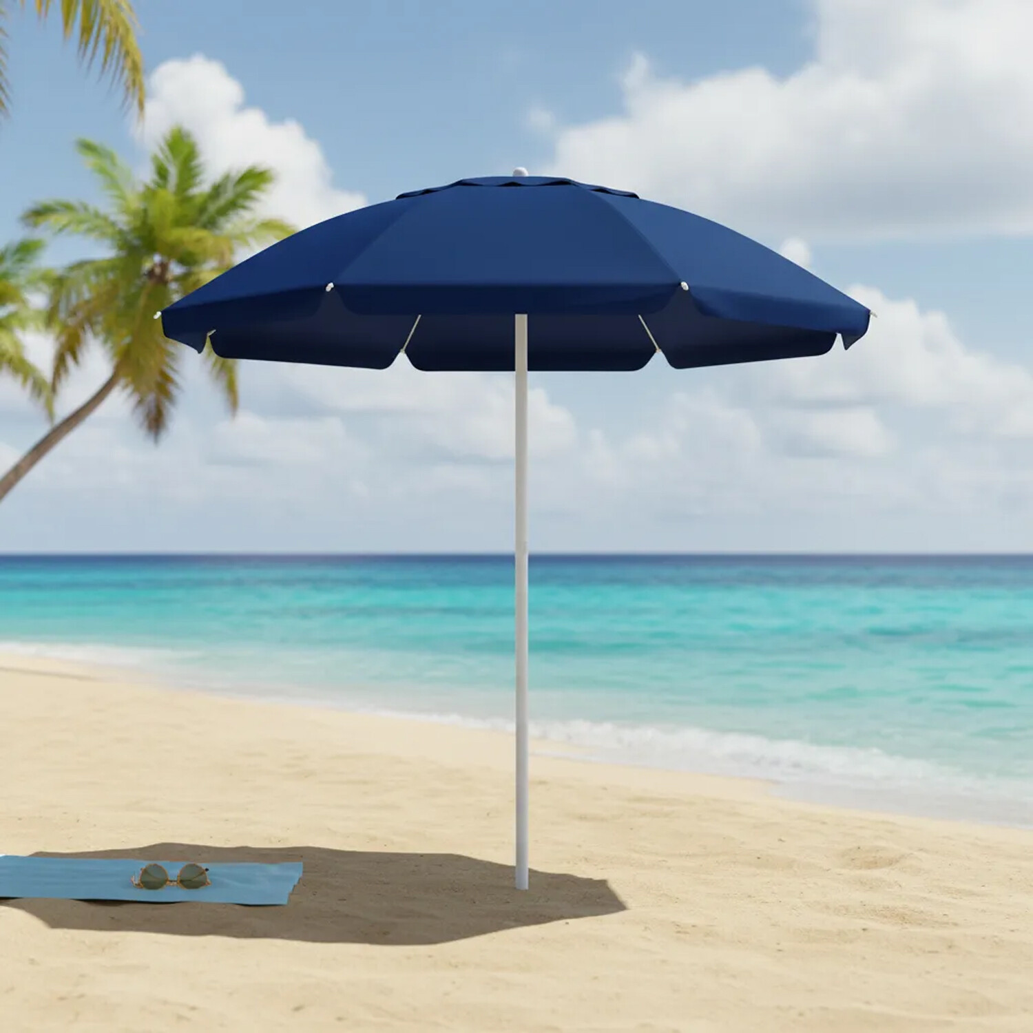 Sombrilla Playa BAGUM MOR 2,20 M FPS 100 Aluminio Funda - Azul Marino — HTS