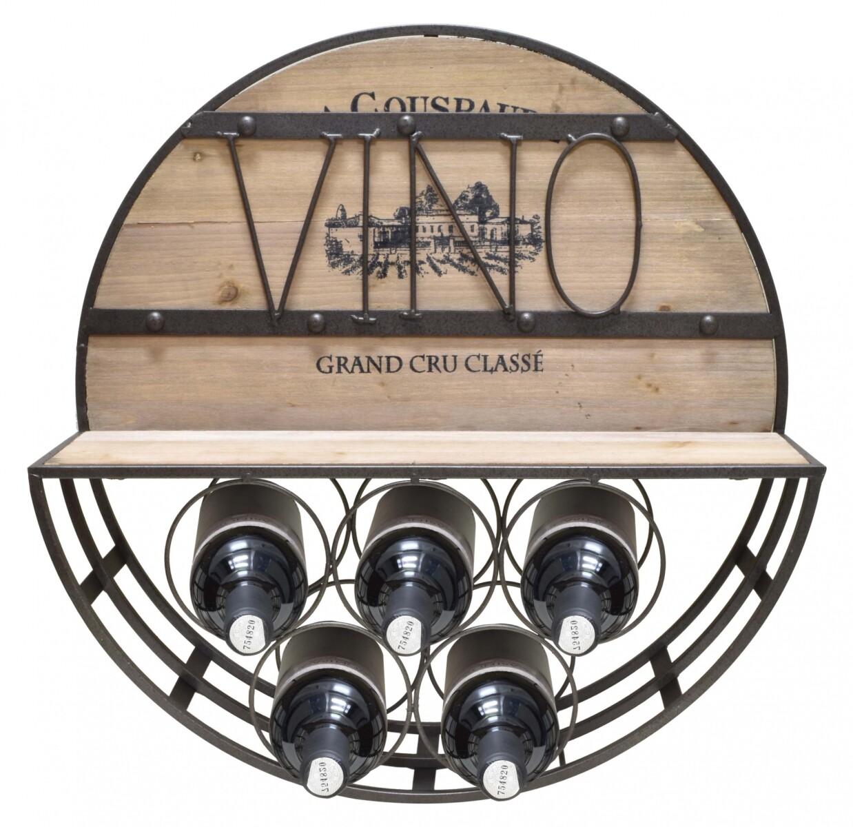 VINERA P/5 BOTELLAS METAL Y MADERA REDONDO C/ESTANTE 50X16CM FS16-860A ...