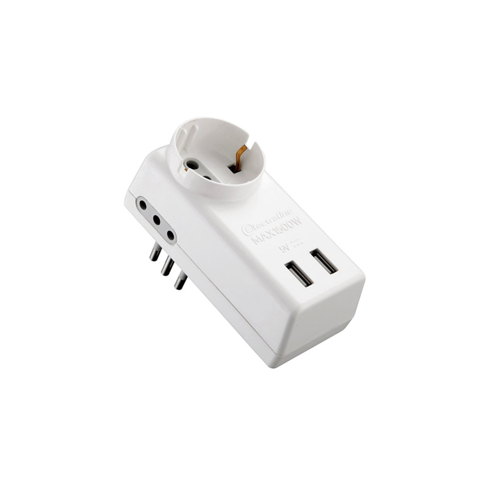 Adaptador Triple Schuko + 2 2P+T + 2USB 2.1A — Serlux