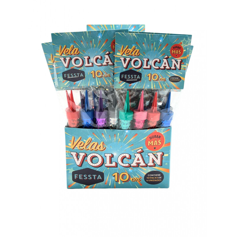 Vela Volcan x4 Unidades Colores Surtidos — Casa Fessta
