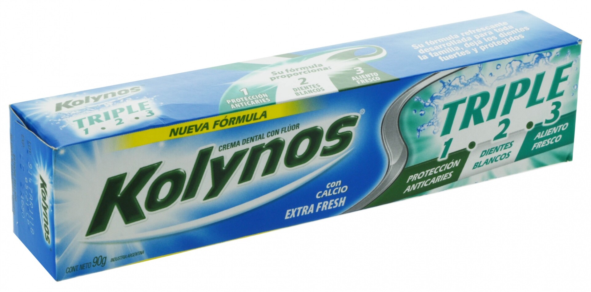CREMA DENTAL KOLYNOS TRIPLE FRESCURA 1-2-3 90 GR — El Clon