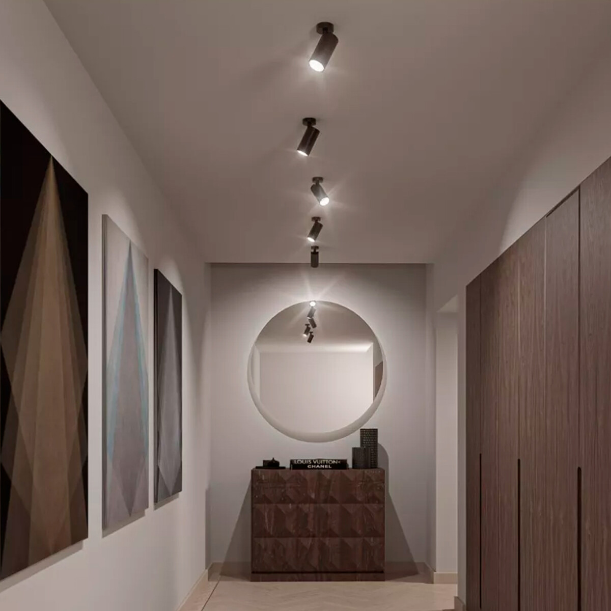 Luminaria De Adosar Long Leticia Orientable Negra — Serlux