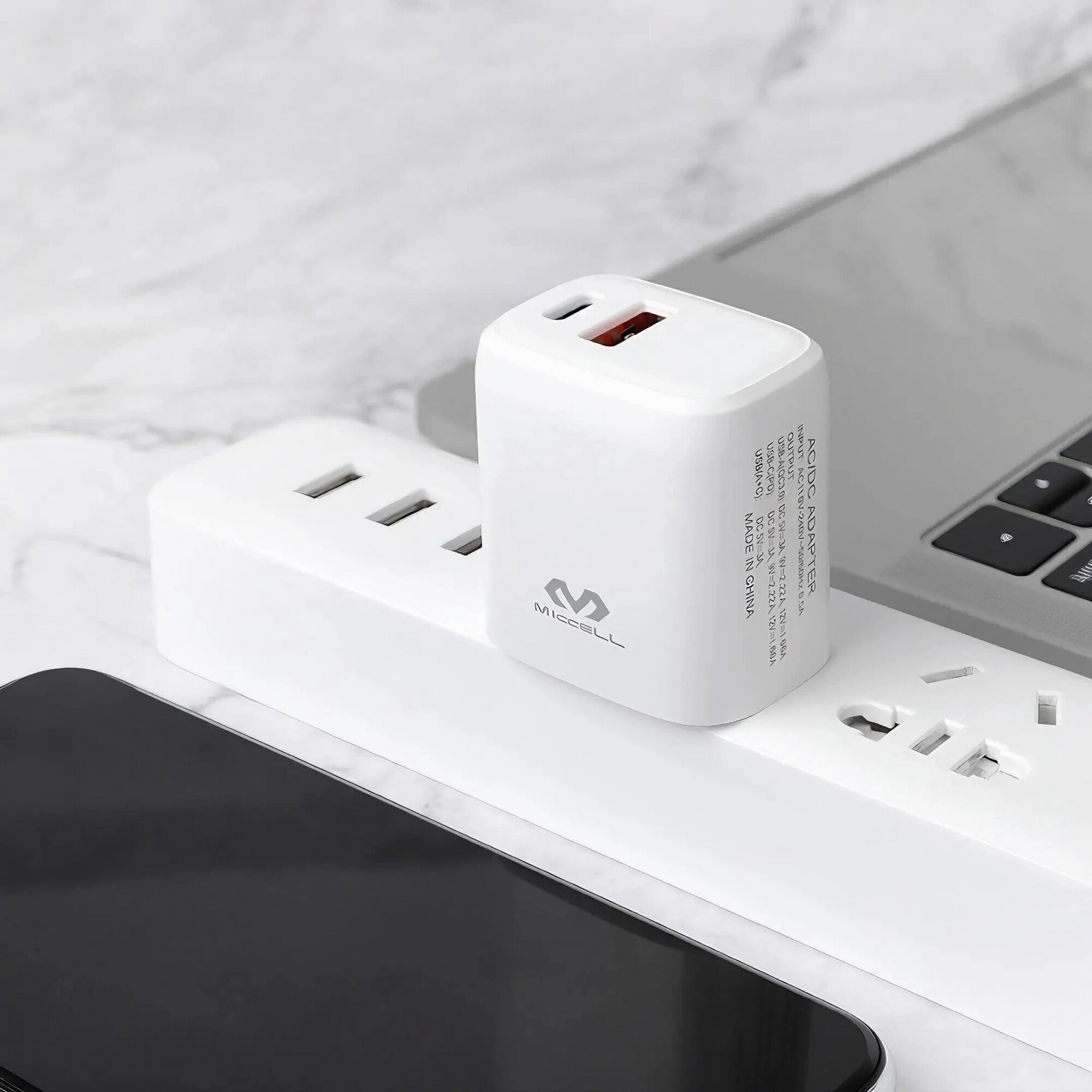 Cargador 45W Ficha USB C + USB MICCELL Carga Rápida De Pared - Variante ...