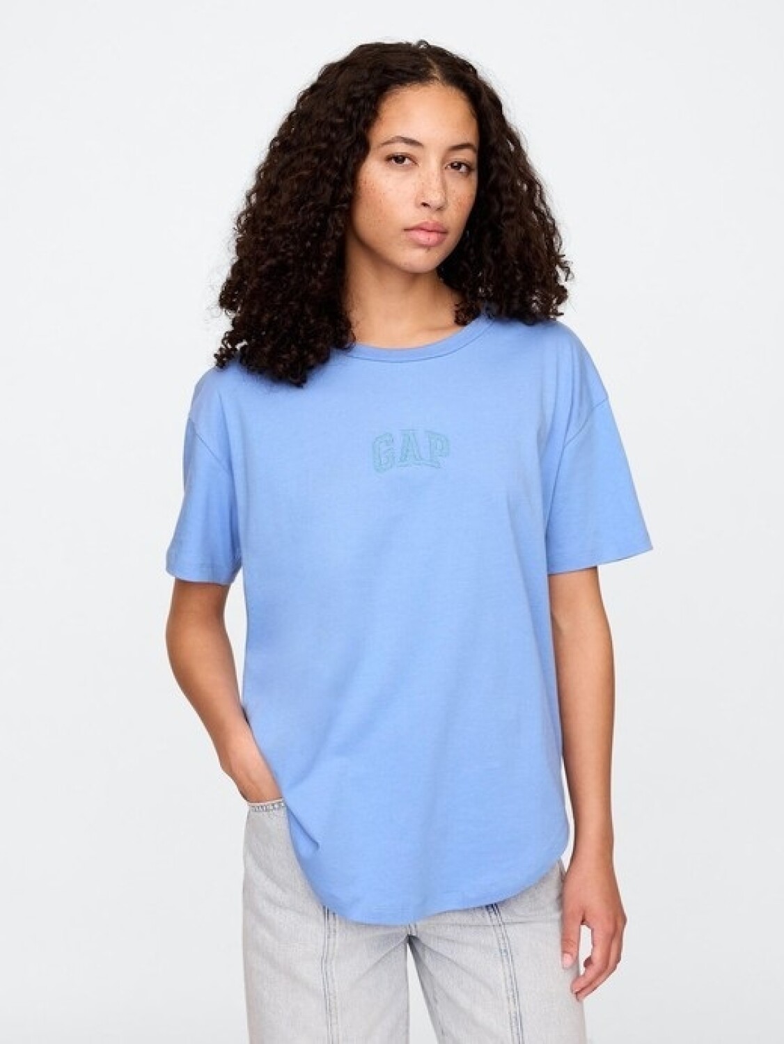 Remera Boyfriend Logo Gap Mujer - Shirting Blue — GAP Uruguay