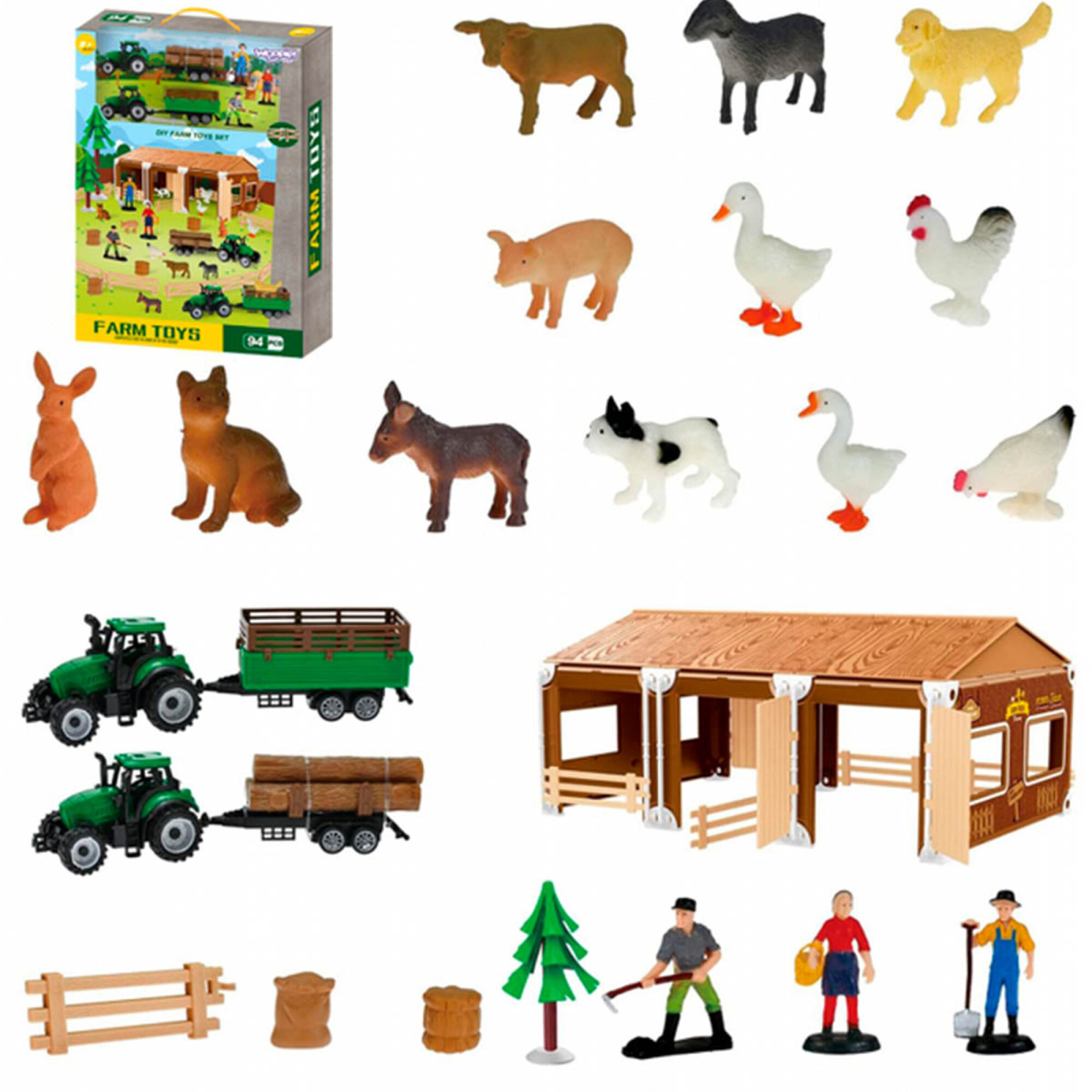 Set Granja Completa 94pcs Animales Tractor Juguete — El Rey del ...