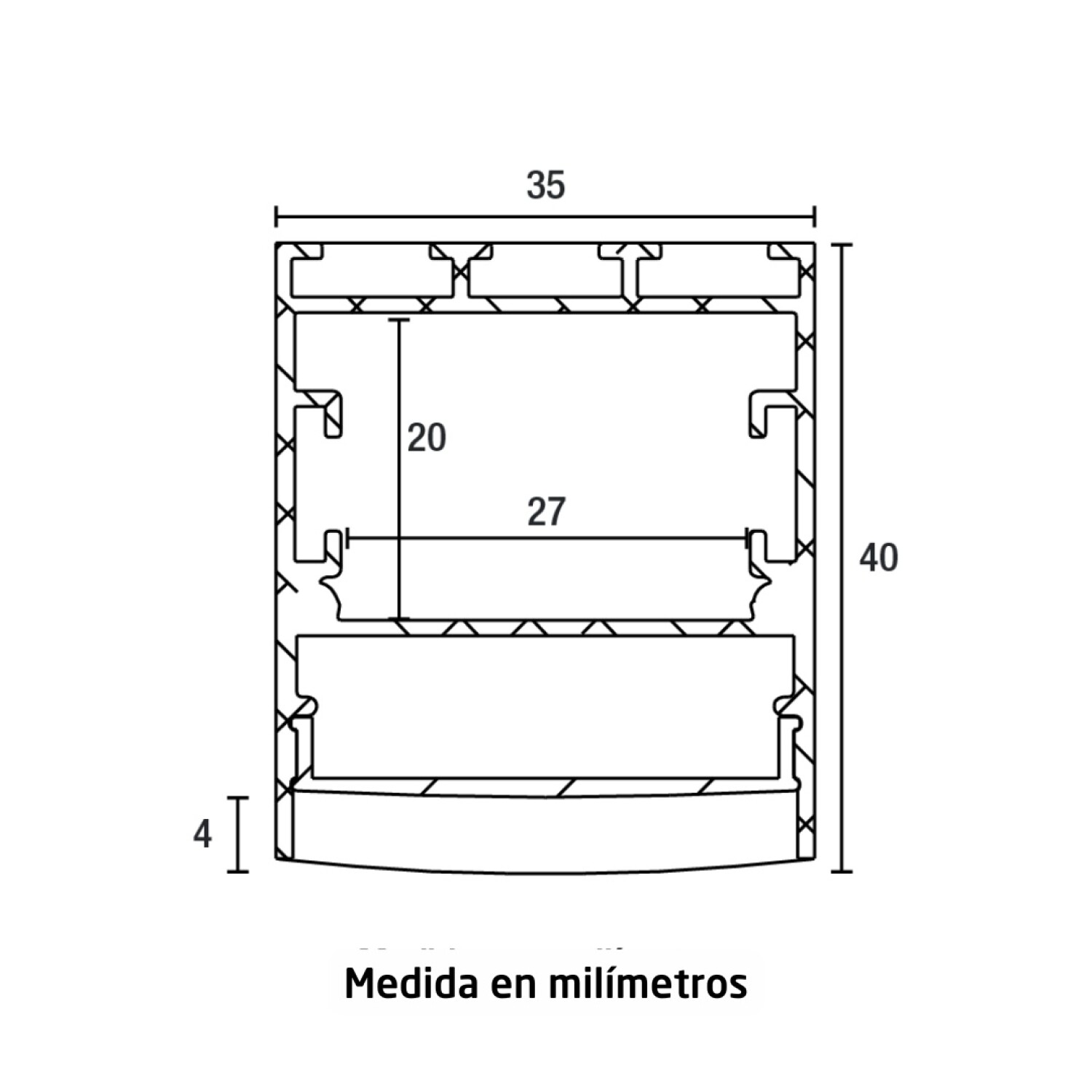 PERFIL LINE RECUADRO ADO 1M 35MM BLANCO — Luminotecnia