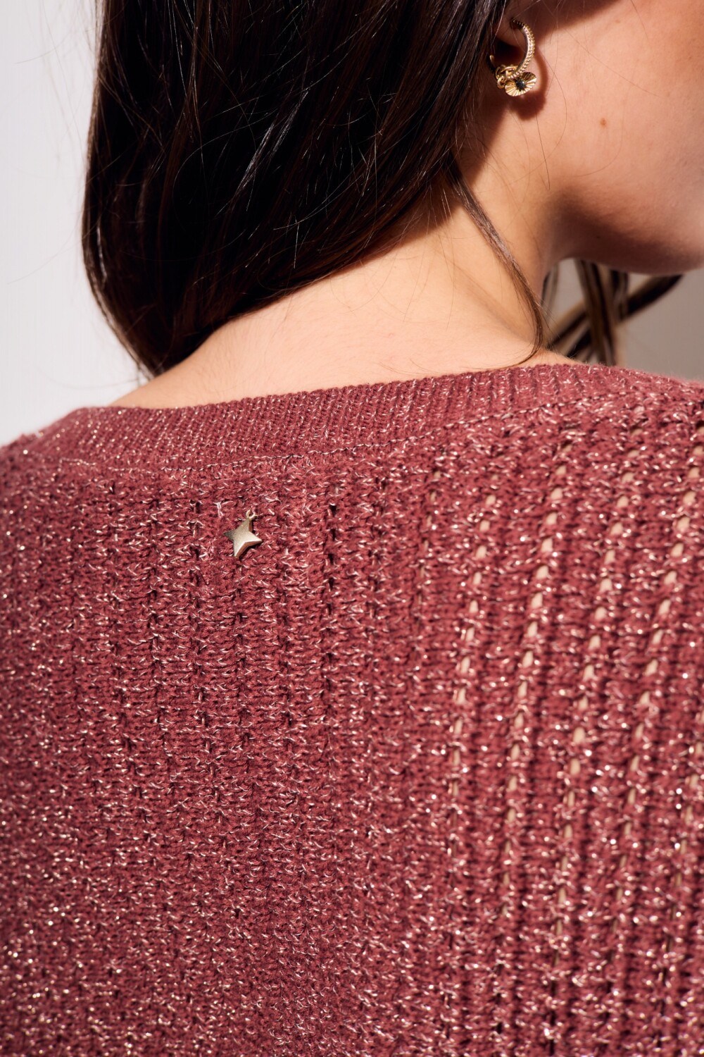 Sweater Texturado Lurex - Bordeaux — Lemon