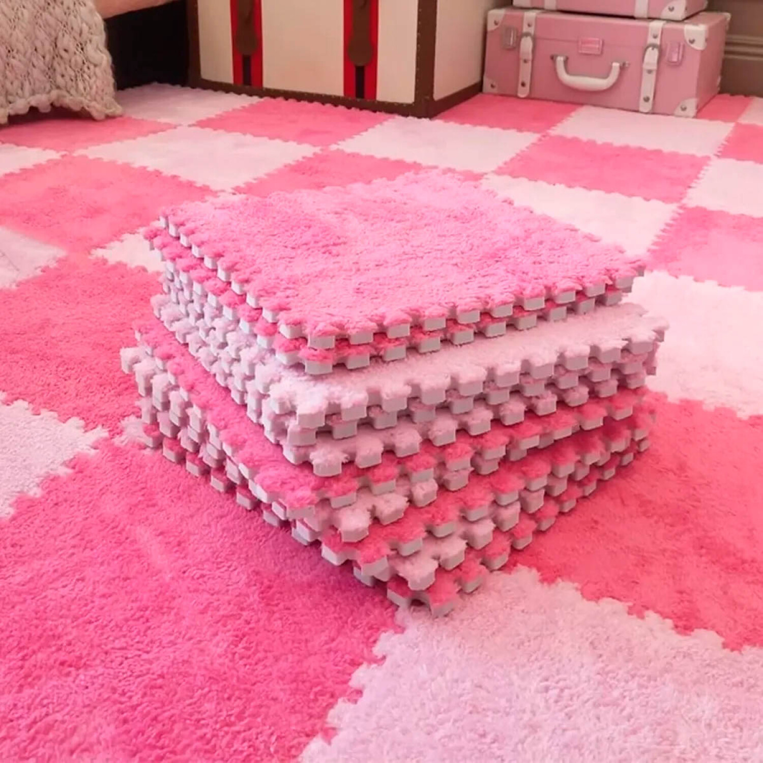 Set X20 Tatami Alfombra Suave Plush Piso Encastrable - Rosa — El Rey ...