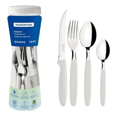 Juego de 24 Cubiertos Tramontina Ipanema + Frasco - Blanco — Electroventas