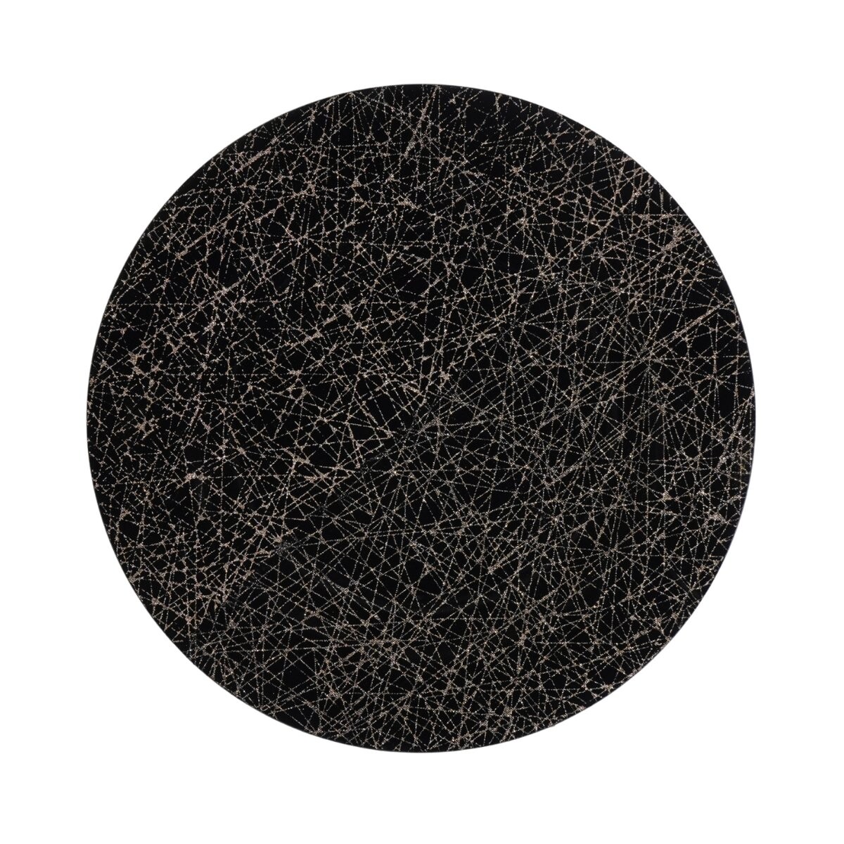 Plato de sitio de plastico negro terciopelo con glitter — El Clon