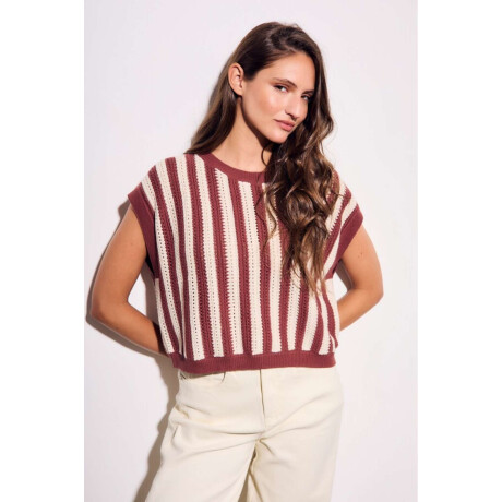 Chaleco Rayado - Bordeaux — Tienda Soy Santander