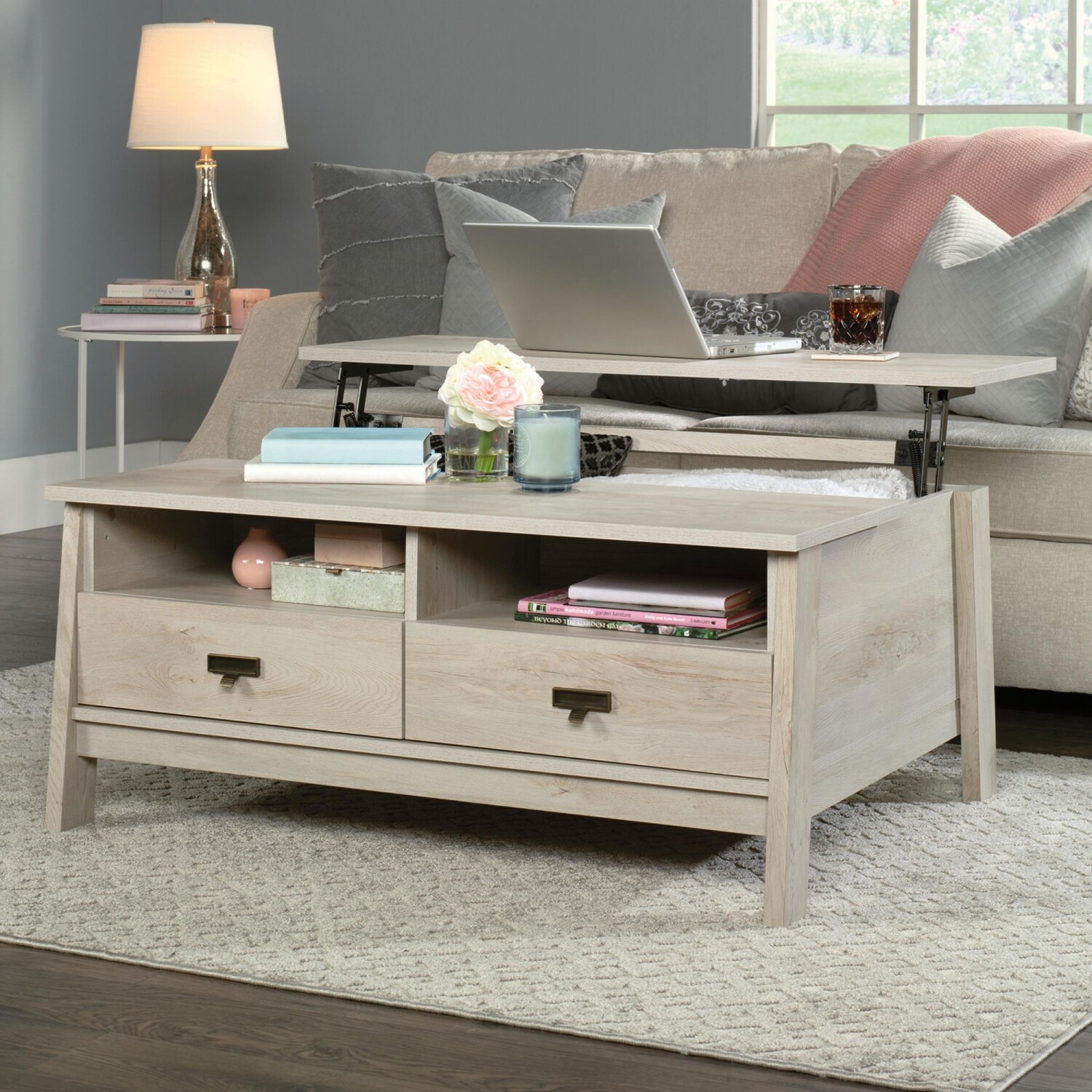 Mesa Ratona Articulada con cajones - Sauder - Linea Trestle - Beage ...