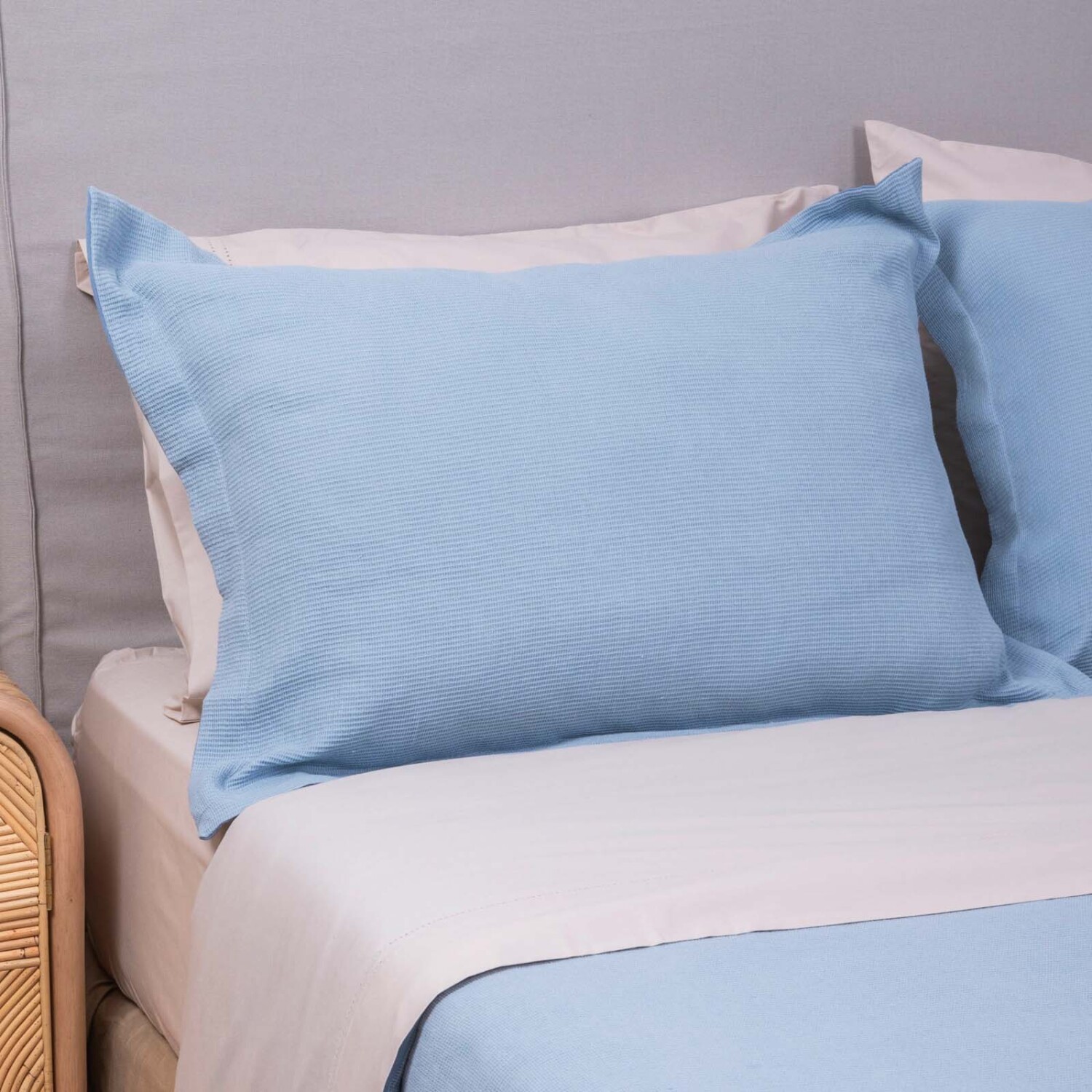 Set Funda Nórdica King Algodon Azul Mini Waffle Azul Marino — Divino