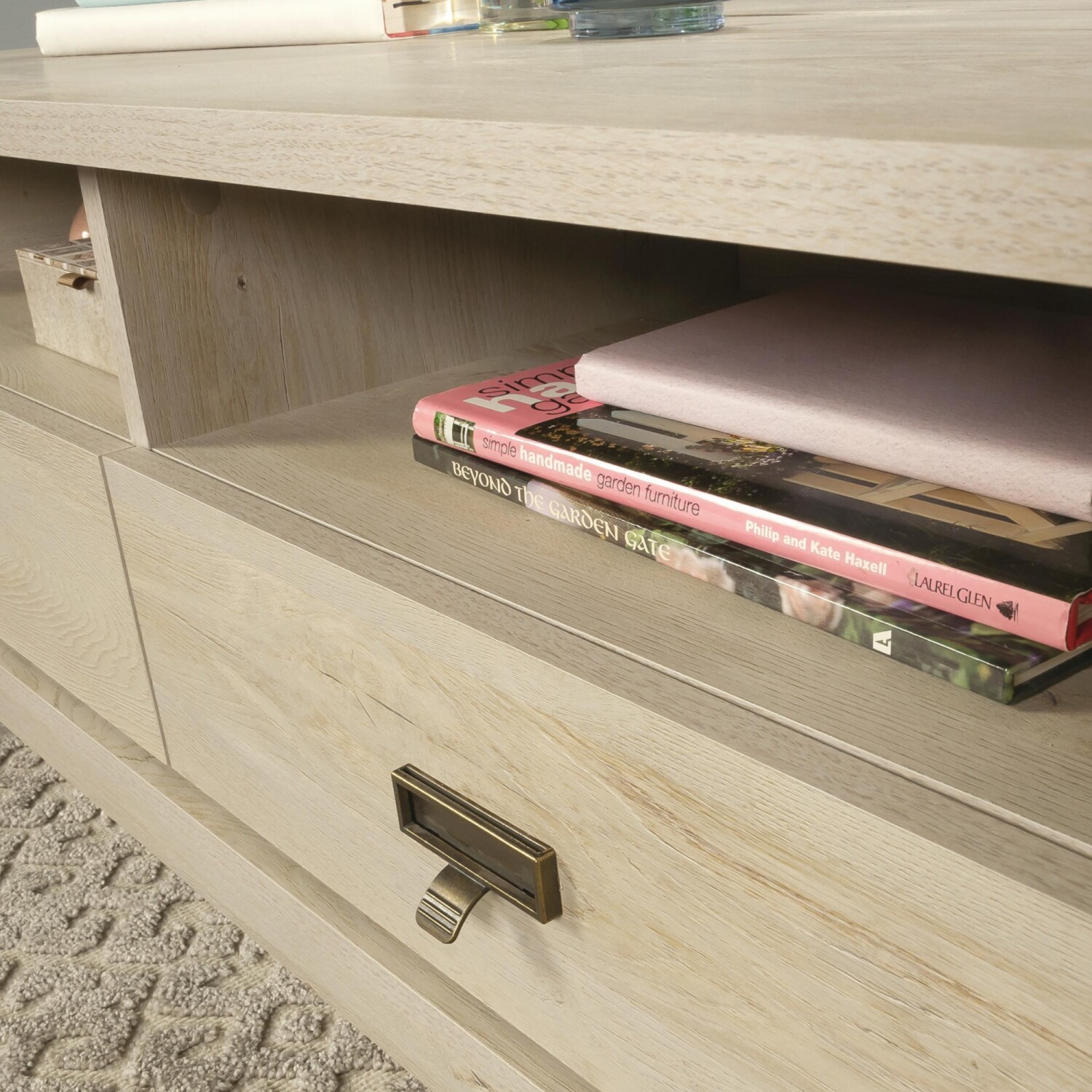 Mesa Ratona Articulada con cajones - Sauder - Linea Trestle - Beage ...