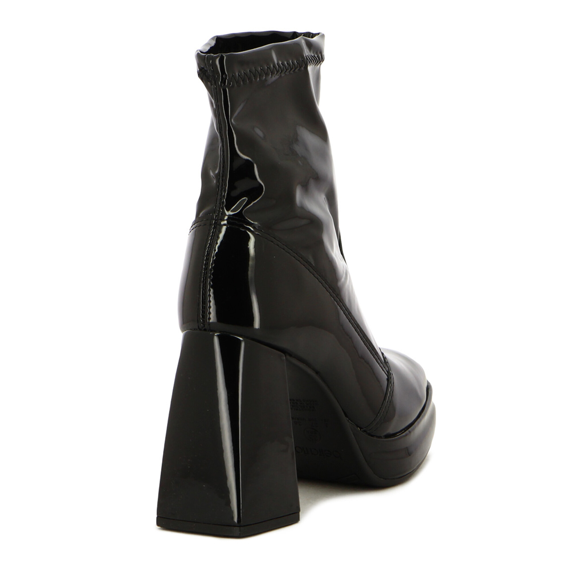 Bota Mujer Beira Rio Charol Taco Medio Con Plataforma - Negro — Macri