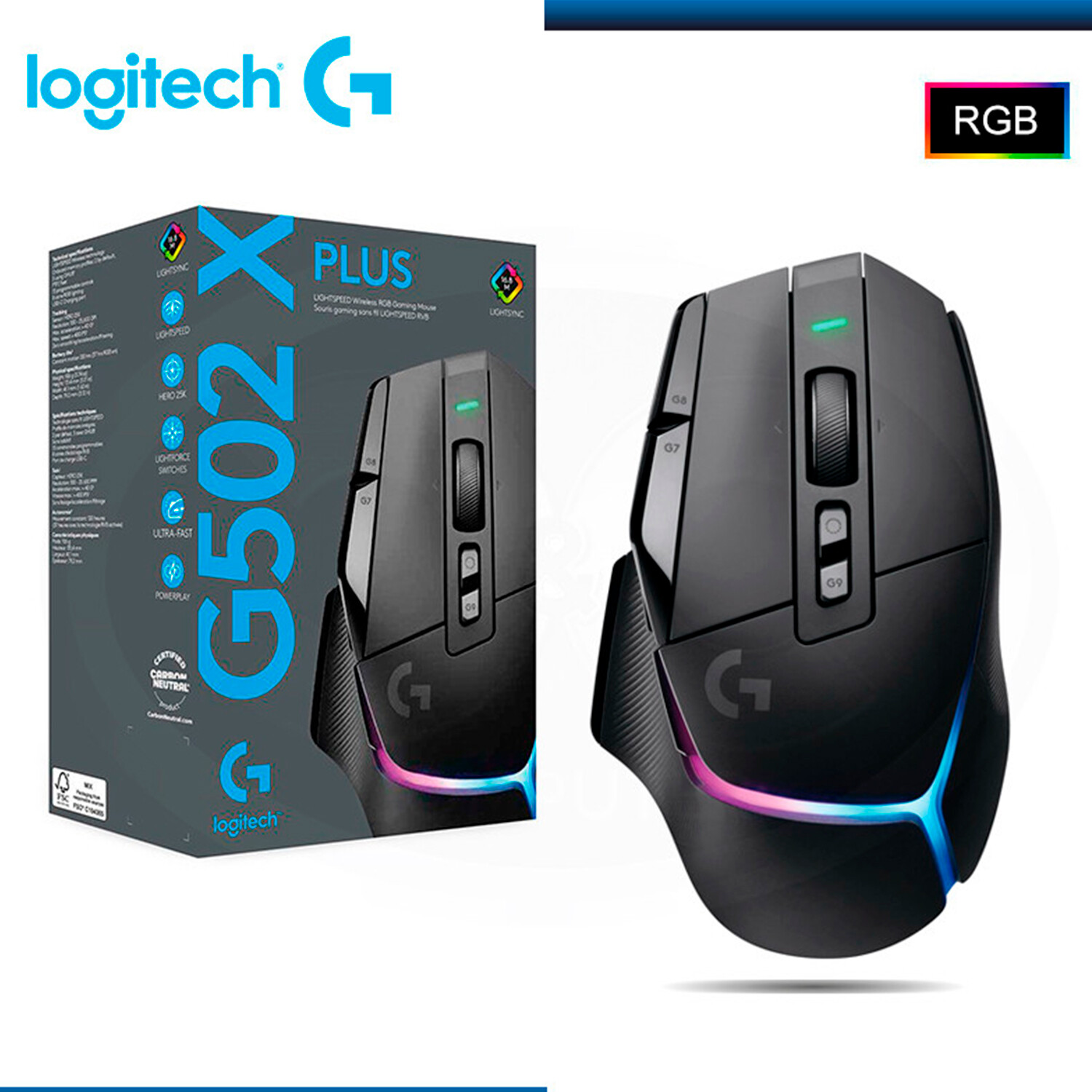 Mouse Logitech G502 X Plus - MOUSE LOGITECH G502 X PLUS NEGRO — Dimm