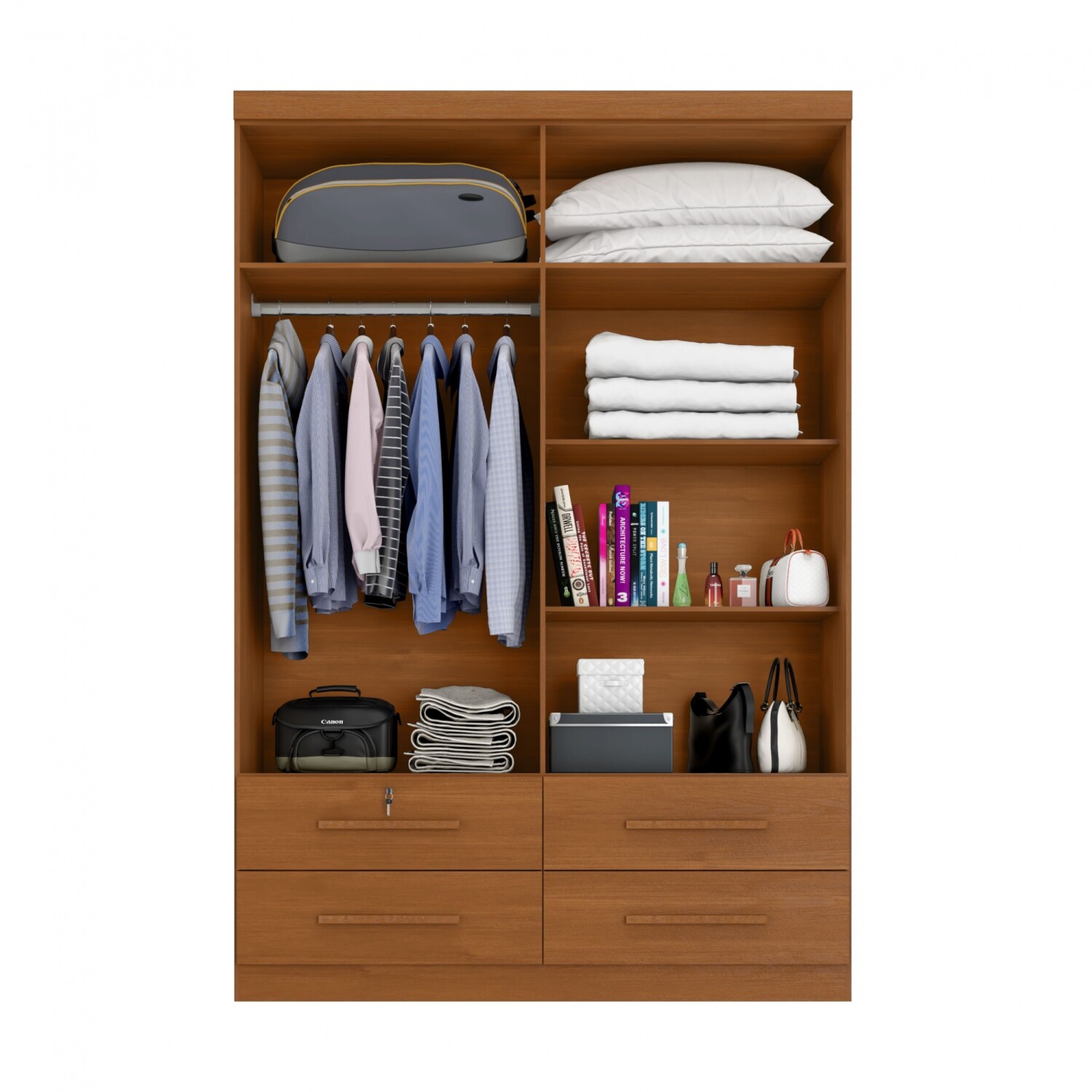 Ropero Maximus Plus 4 Puertas 4 Cajones - Cinamomo — Rustico Hogar