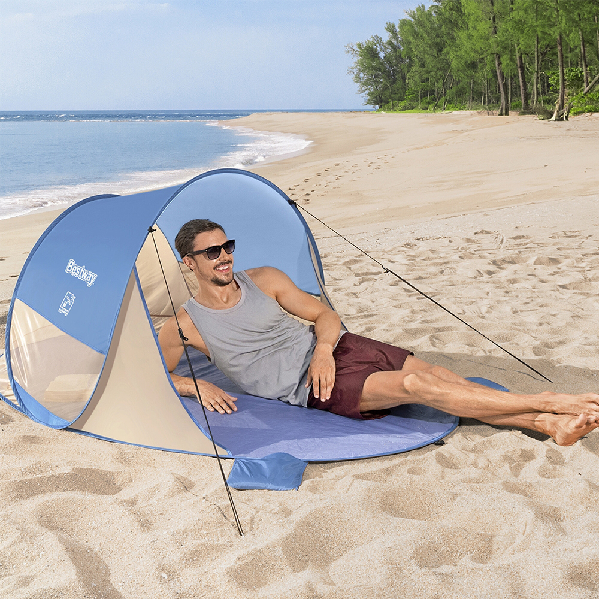 Carpa Playa Autoarmable Protección UV80 2 Personas Bestway - Celeste — HTS