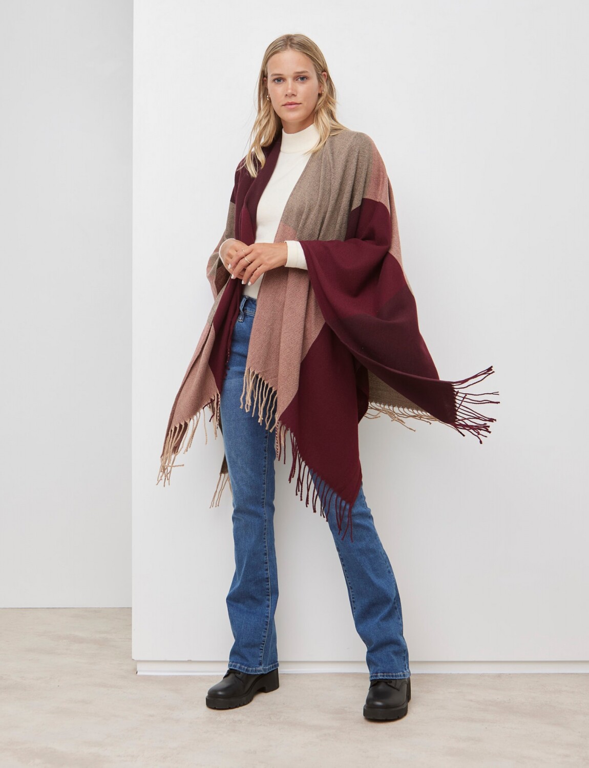 Ruana Colorblock - Bordeaux/multi — LA OPERA