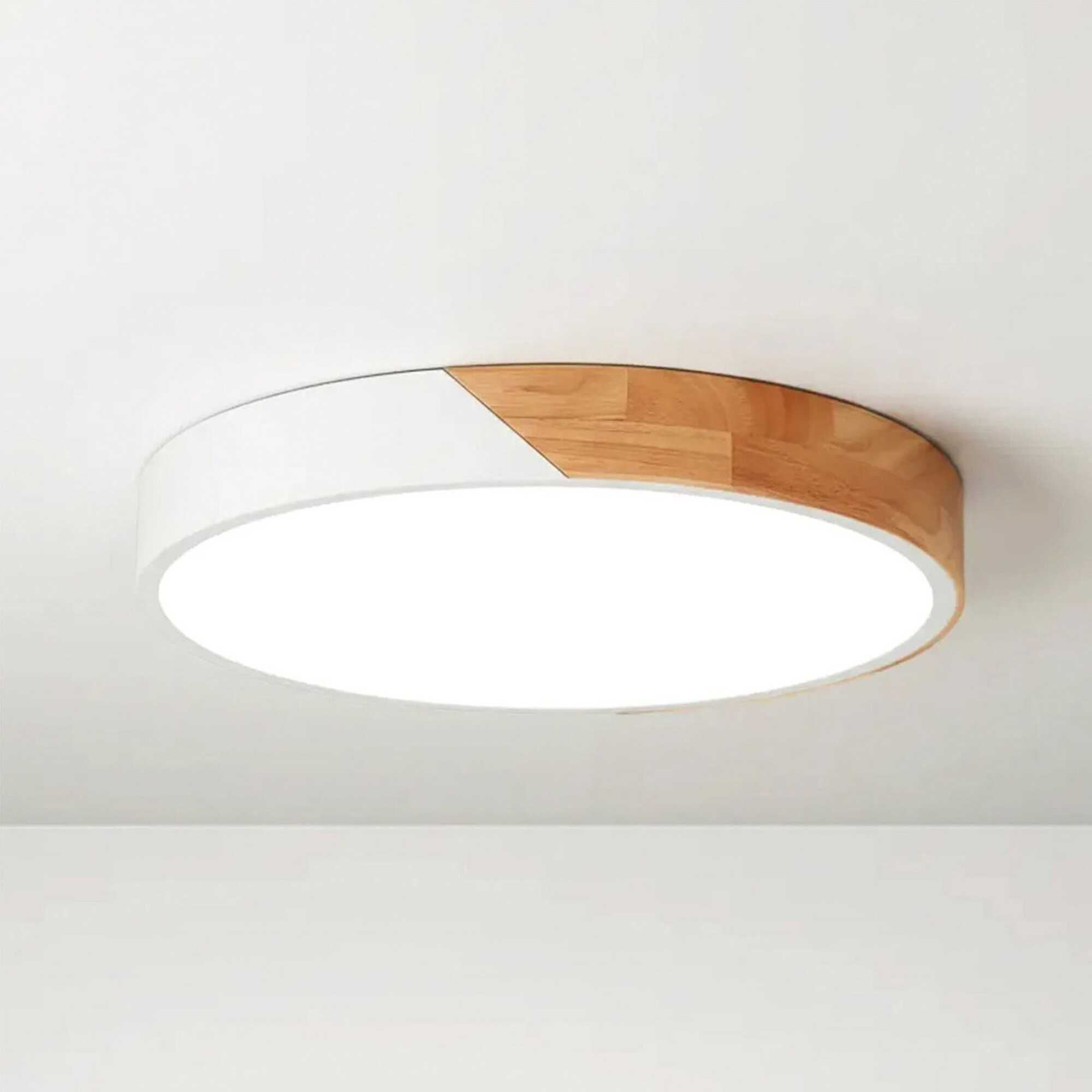 Plafón Led Techo 30cm Metal Madera Luz Fría 24w Moderno Ax - Color ...