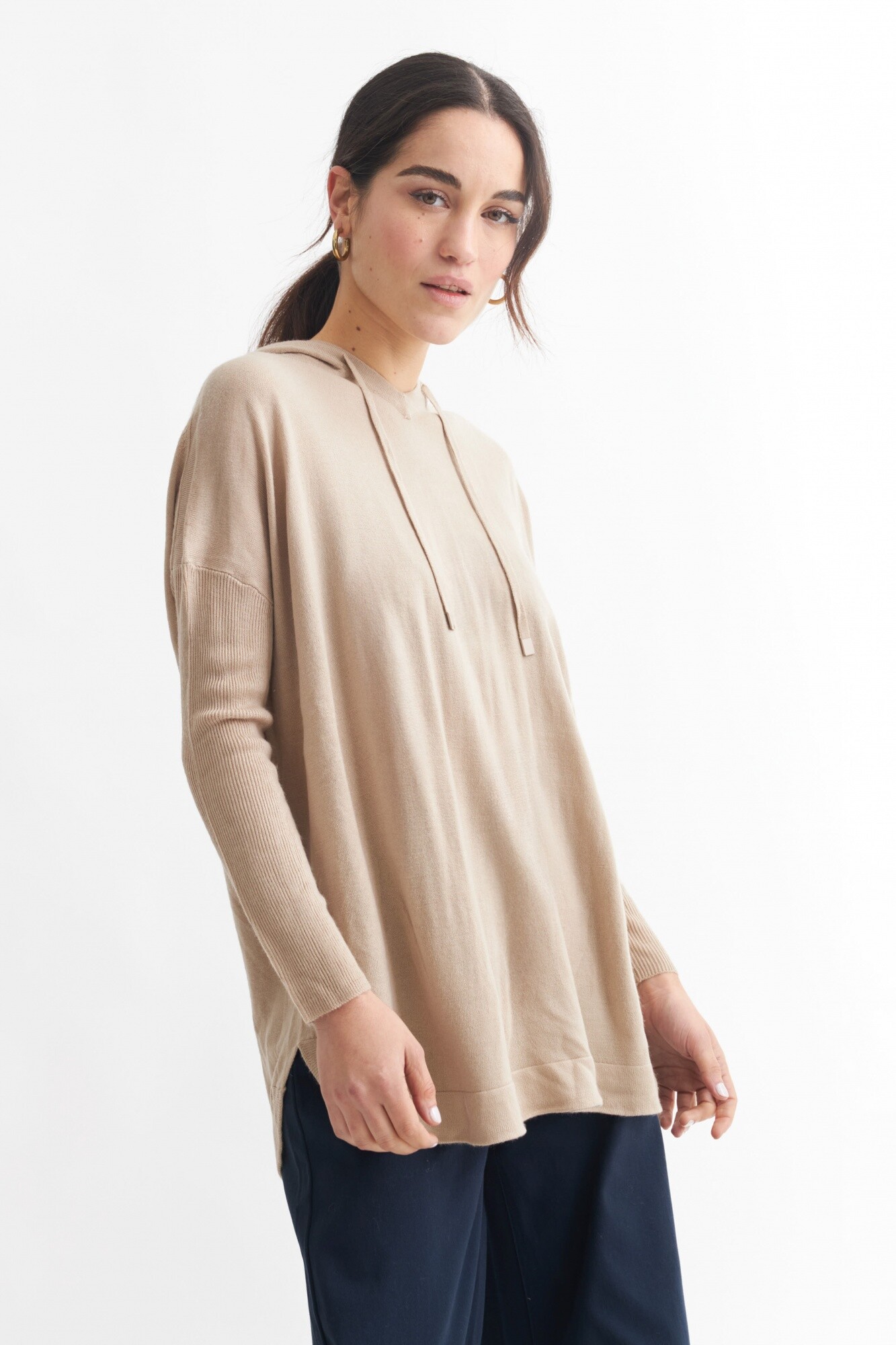 Sweater oversized con capucha - Beige — Otherside