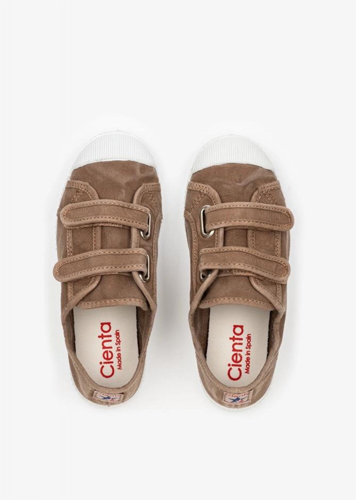 Basquet doble velcro enzimático - Beige — Cienta