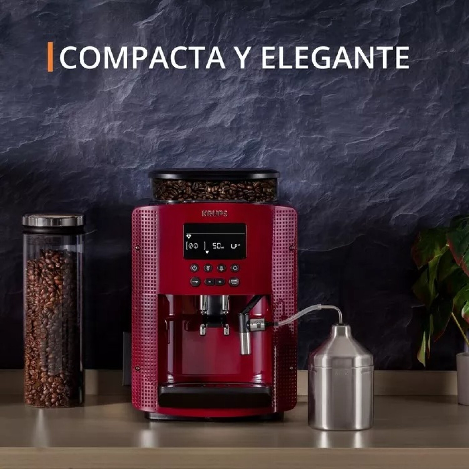 Cafetera Espresso Full Auto Display Roja + Lechero Krups — BBVA