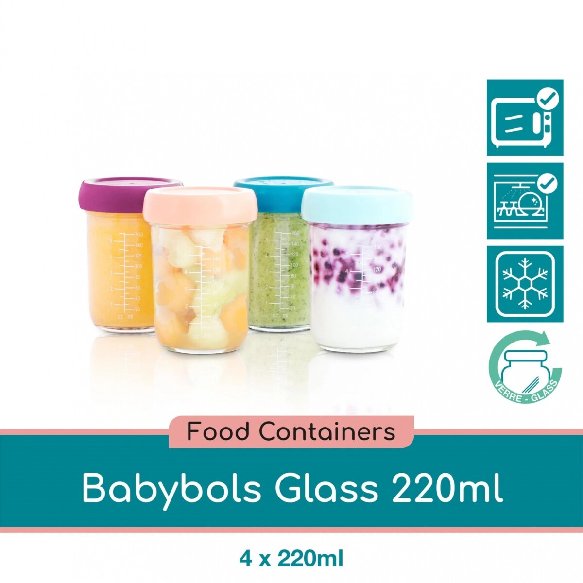 Setx4 Frascos de vidrio comida bebes — miKangaroo