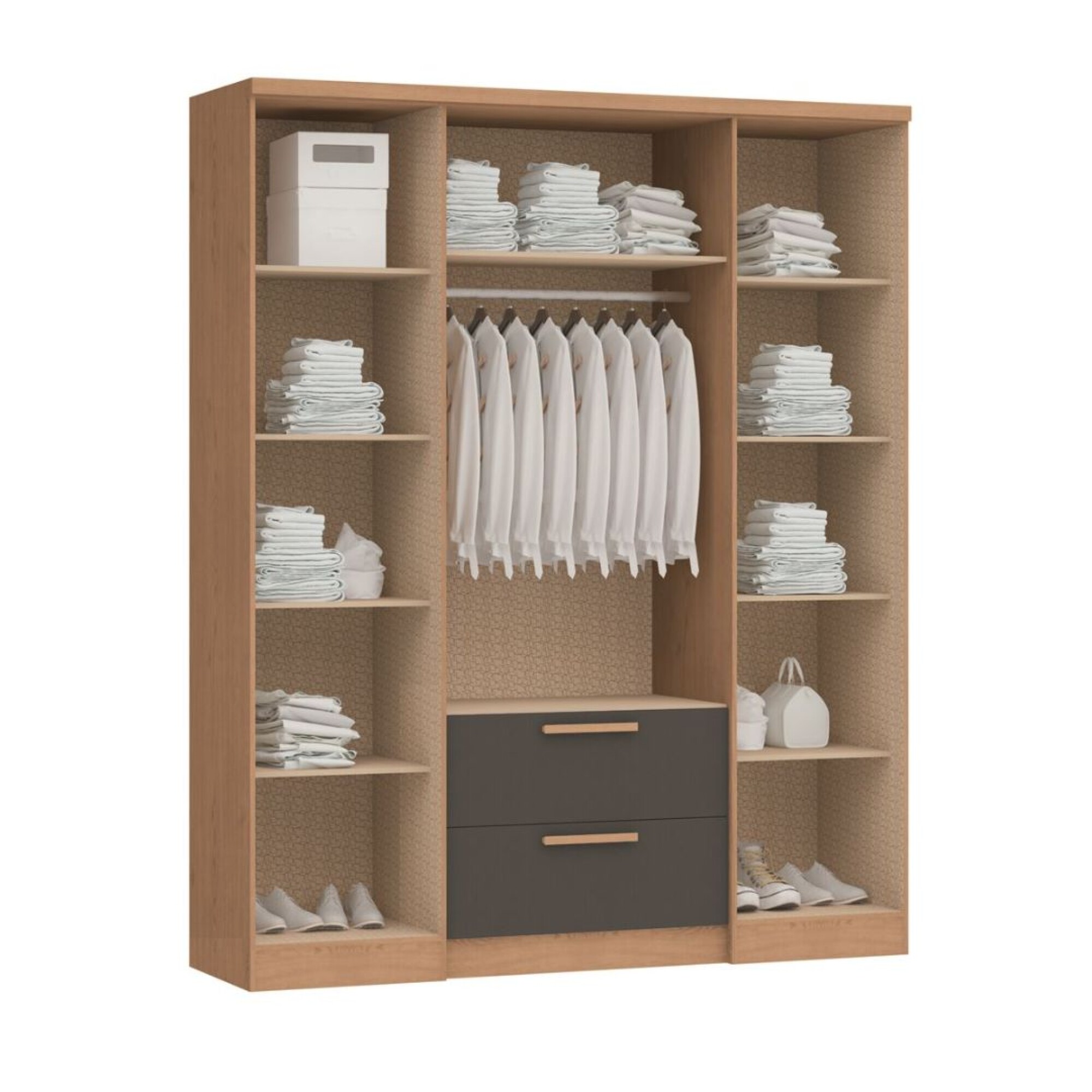 Ropero Aspen 4 Puertas 2 Cajones Angelin/Titanio — Brillante