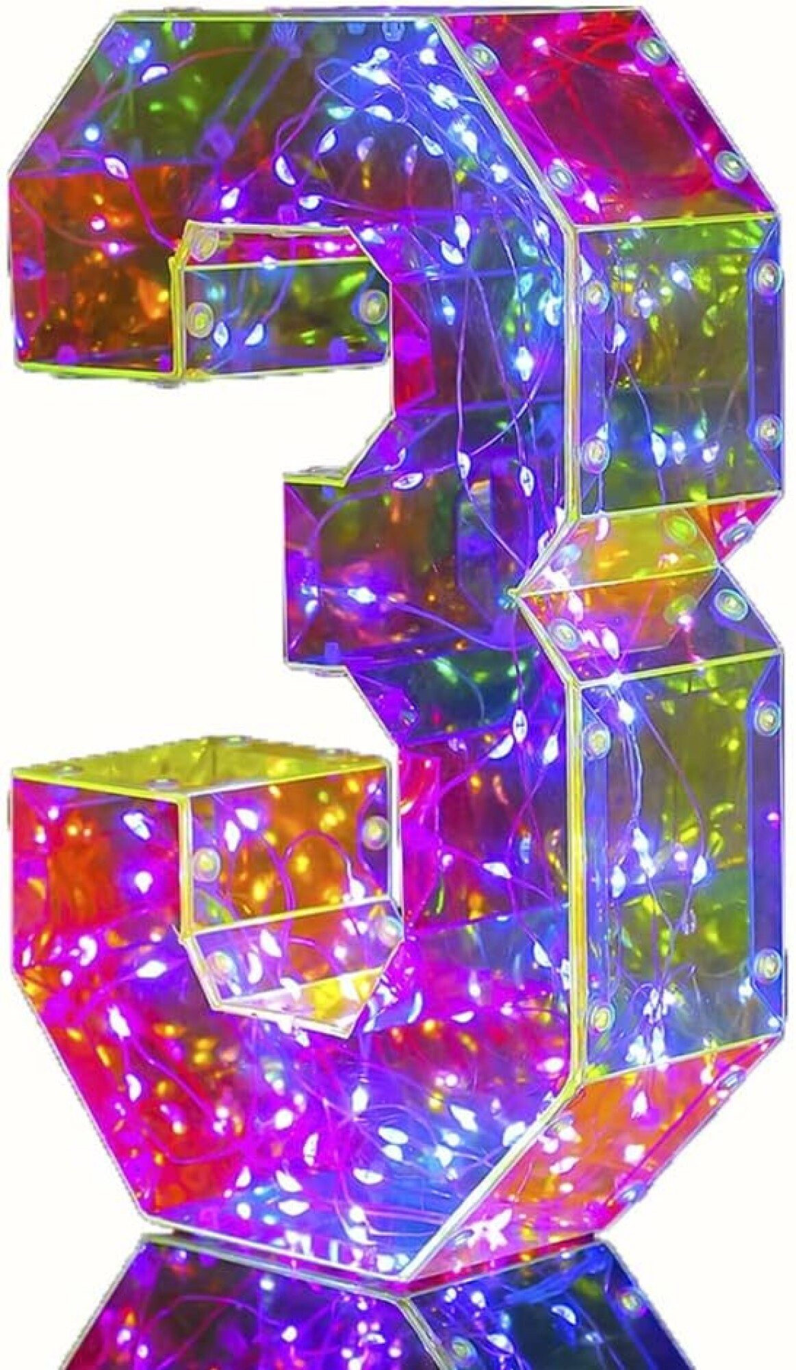 Número con Luz Multicolor - TRES — Casa Fessta