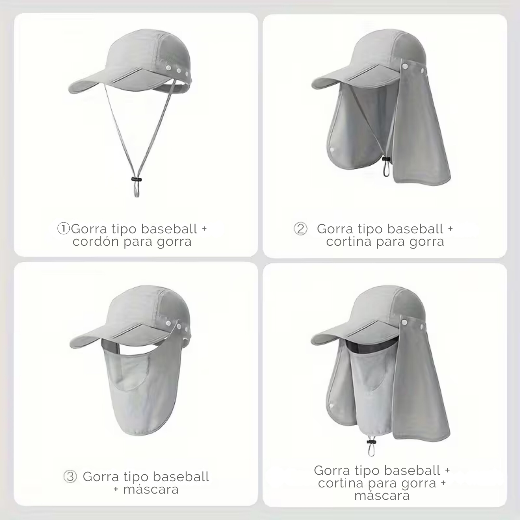 Gorro de visera plegable con cubre nuca - Azul — Aventureros