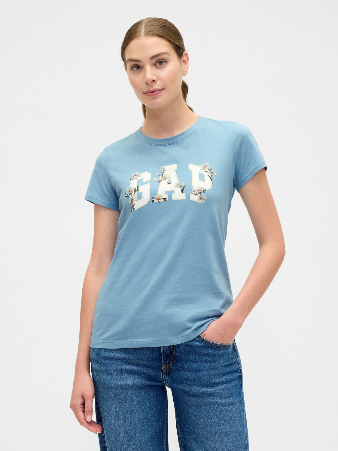 Remera Logo Gap Manga Corta Mujer - Blue Stone — GAP Uruguay