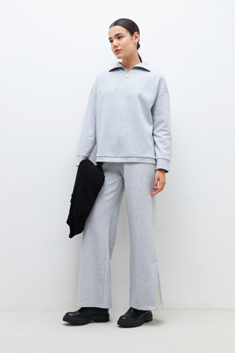 Pantalón con tajos laterales - gris melange — Lolita