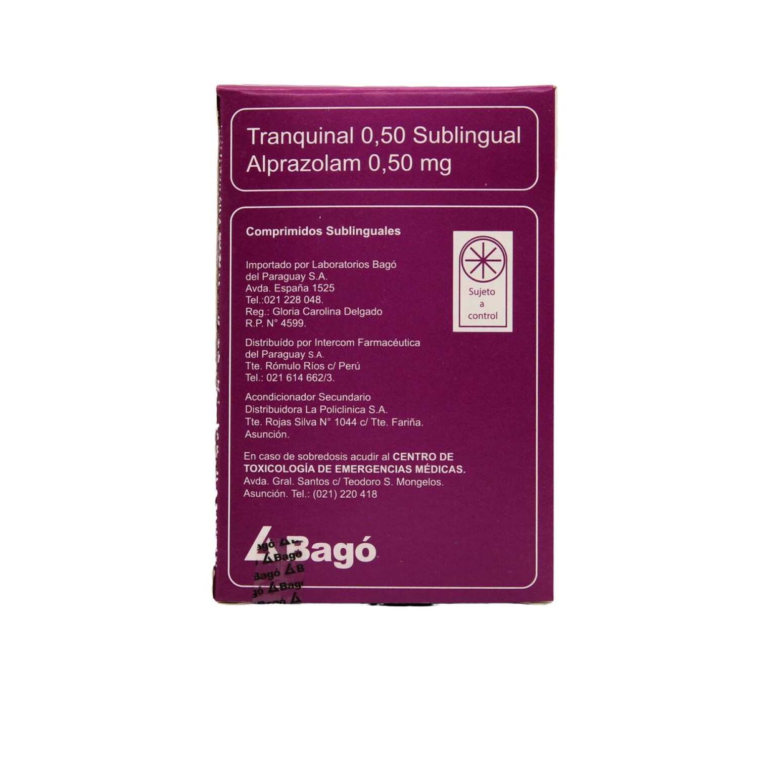 TRANQUINAL 0,5 MG.SUBLING. CJ X 30 COMPR — Farmacenter