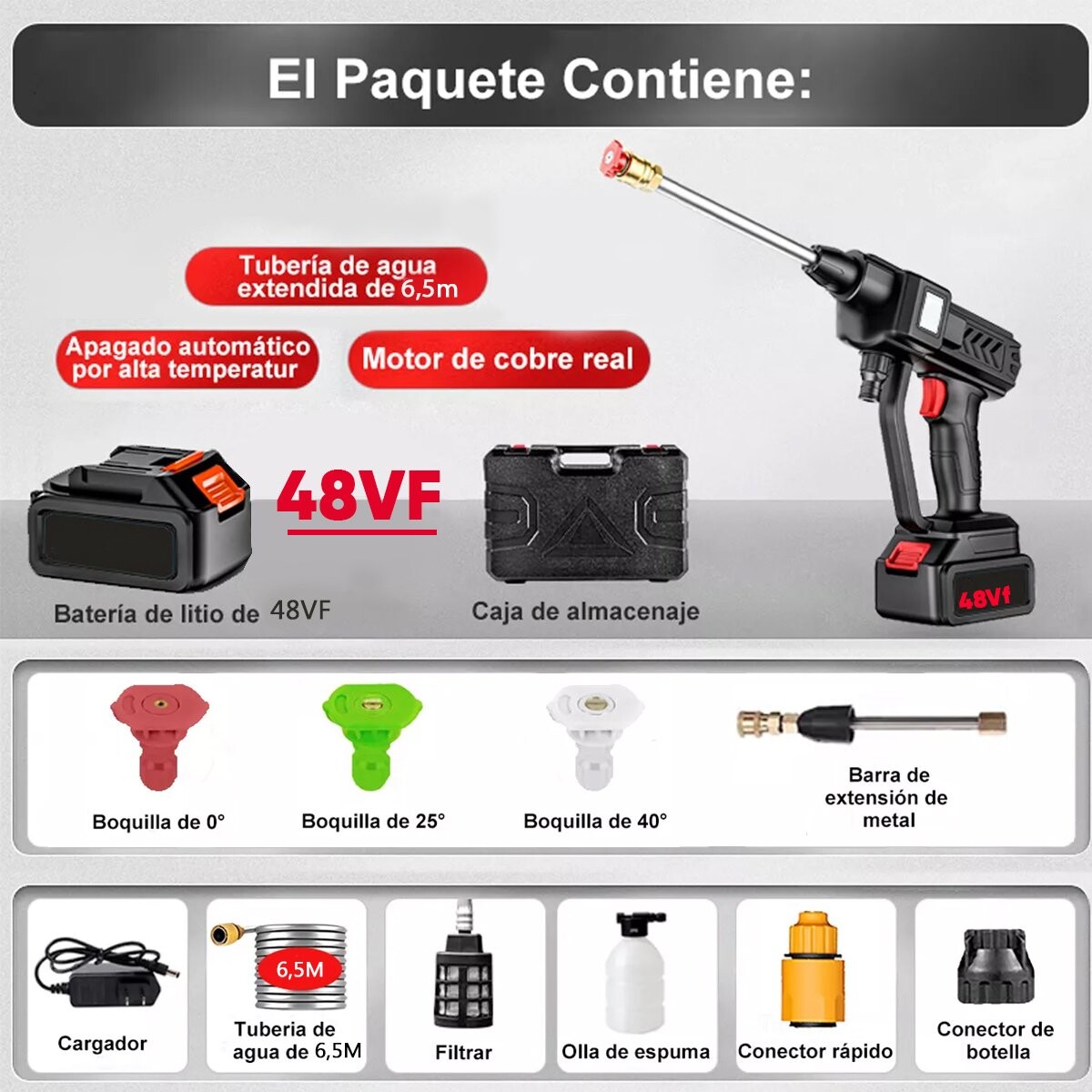 Hidrolavadora Inalámbrica Alta Presión Batería 48vf + Accs ® — Atrix