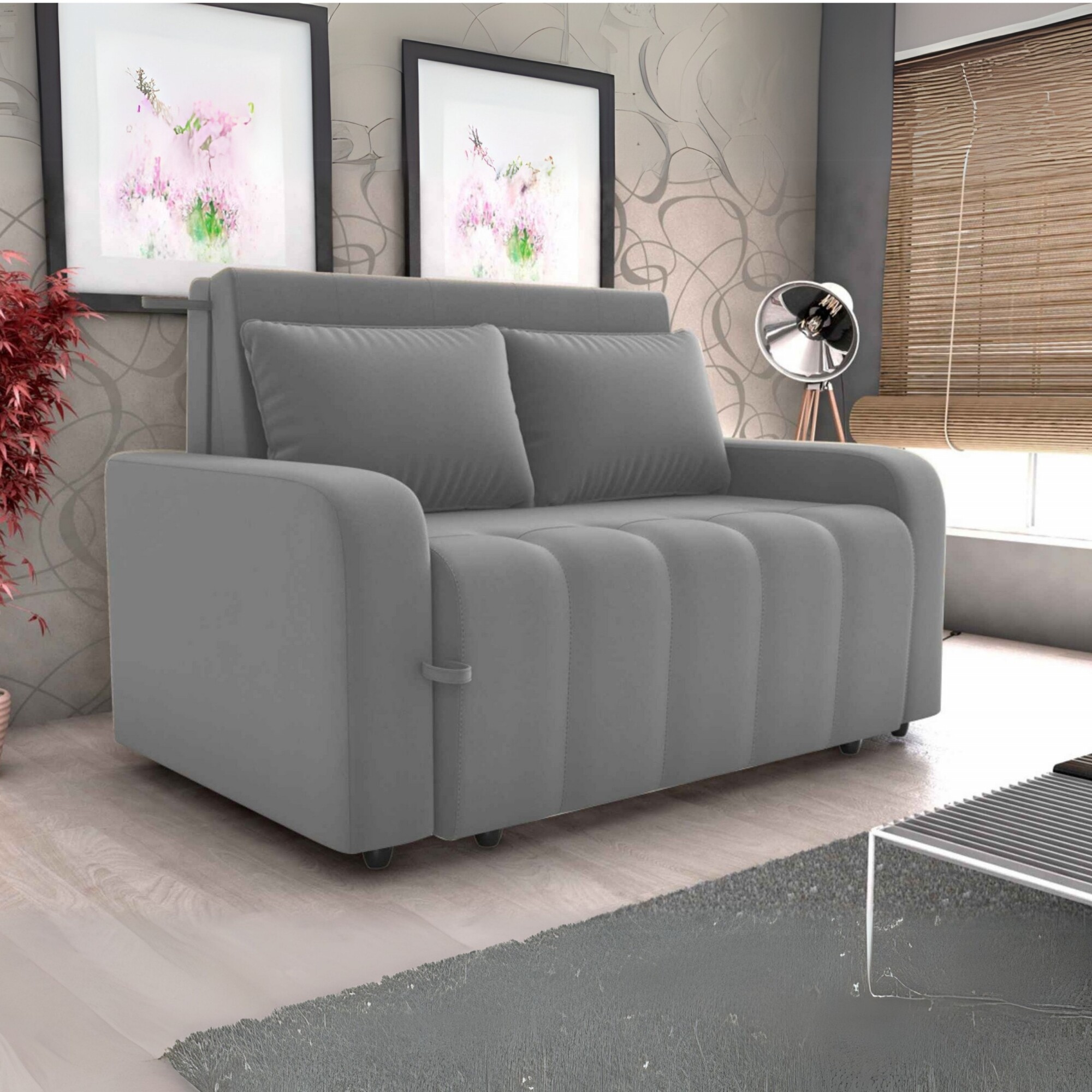 Sofá Cama Amora New con Baúl - Gris — Rustico Hogar