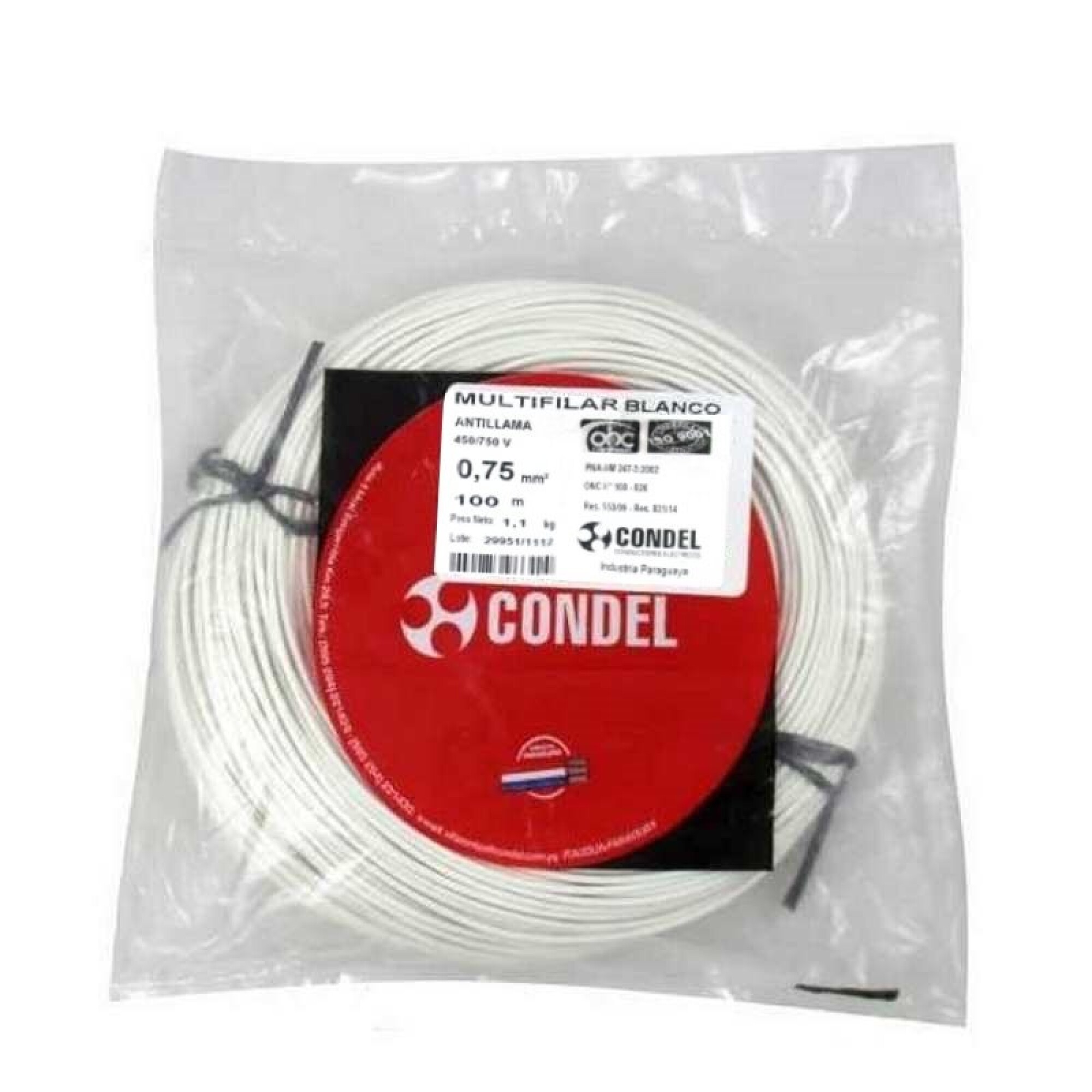CABLE MULTIFILAR 0,75MM2 BLANCO CONDEL — Luminotecnia