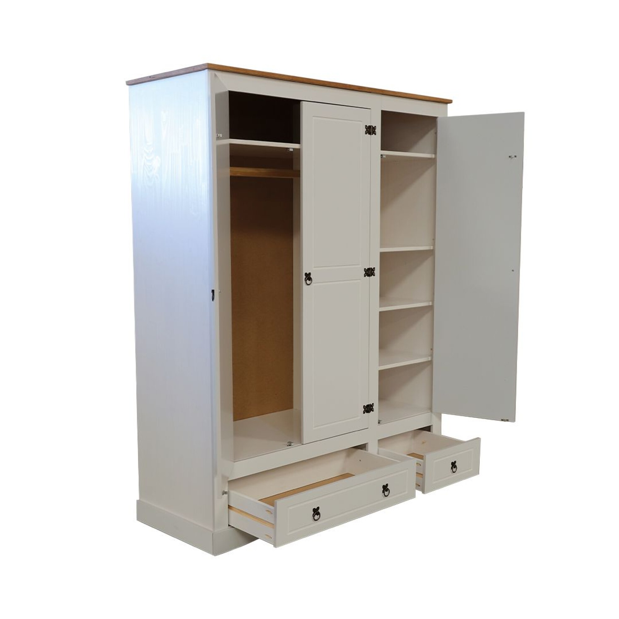 Ropero Blanco 3 Puertas 3 Cajones Línea Mexicana — Brillante