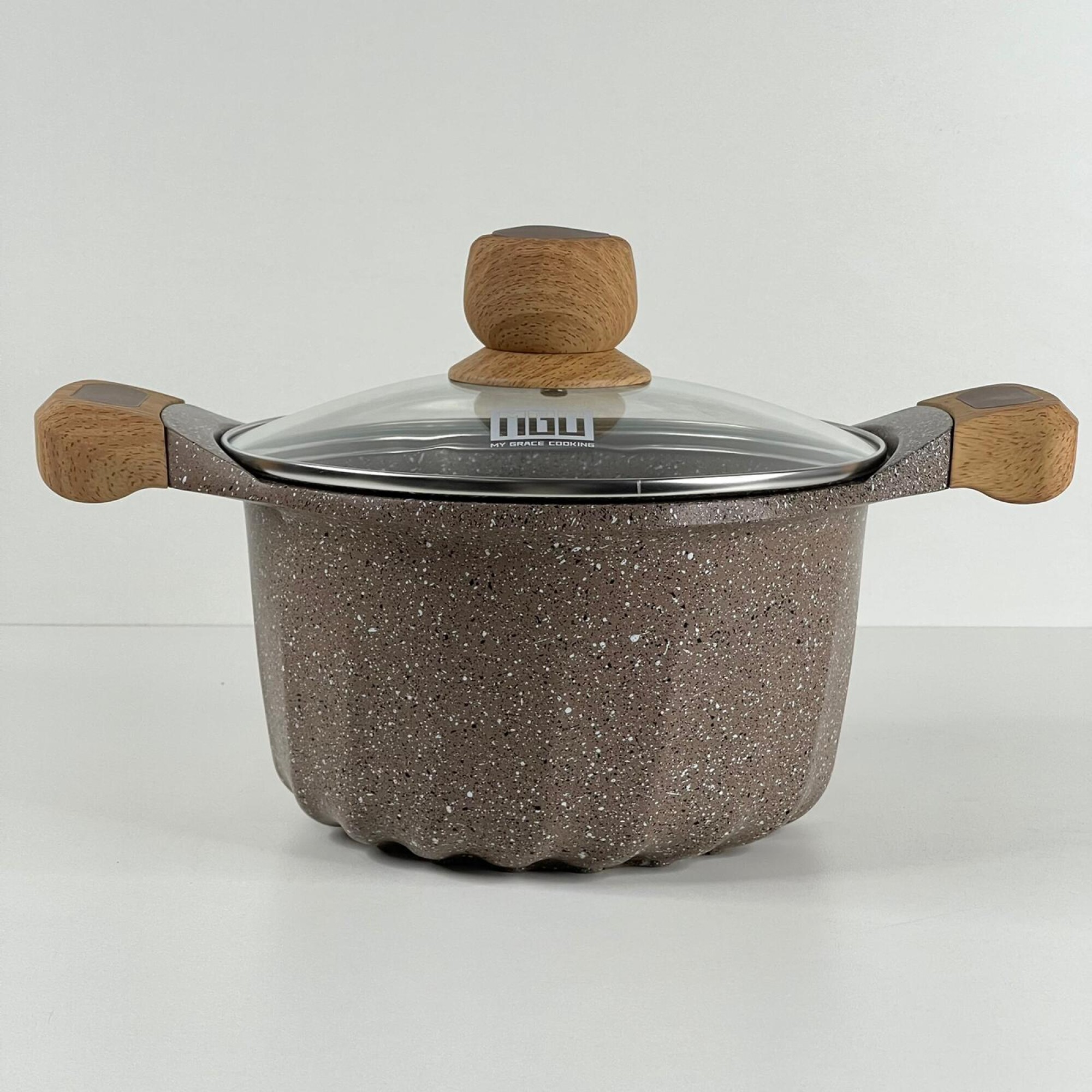 Olla Aluminio Fundido Presión Revestimiento Granito Tapa Vidrio 24cm ...