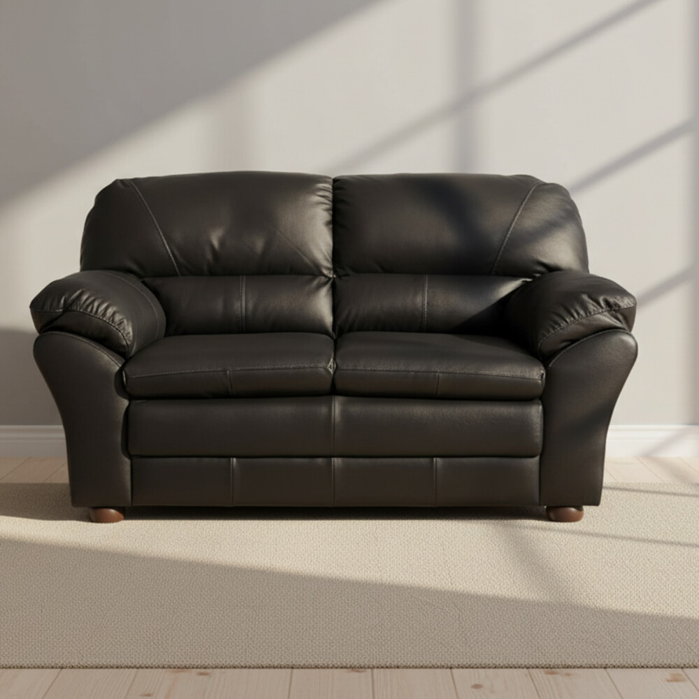 Sillón 2 Cuerpos Cuero Negro Florencia — Divino