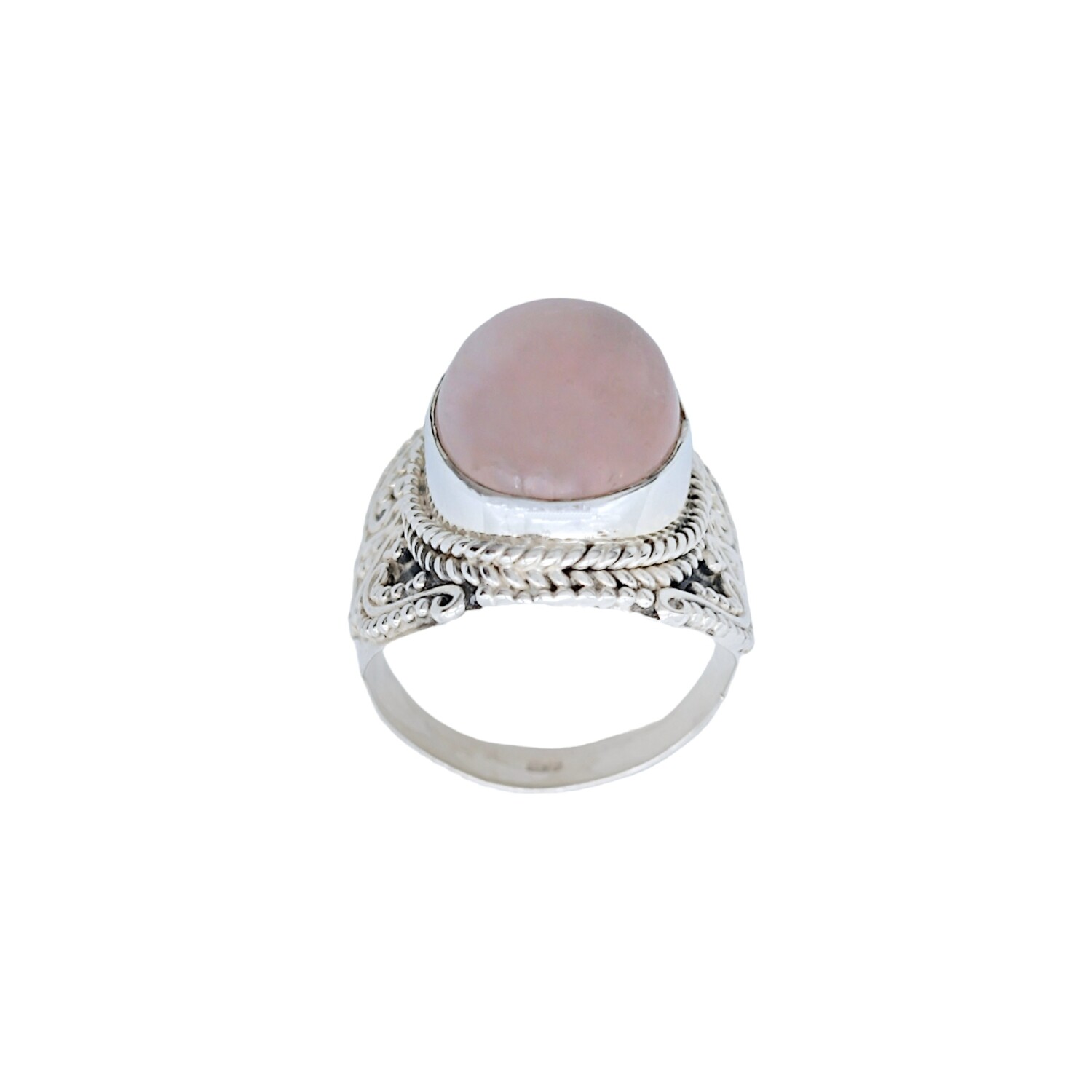 Anillo Oval-Plata 925-Piedra Cuarzo rosa-AN3921 - conpiedra — Mamba Negra