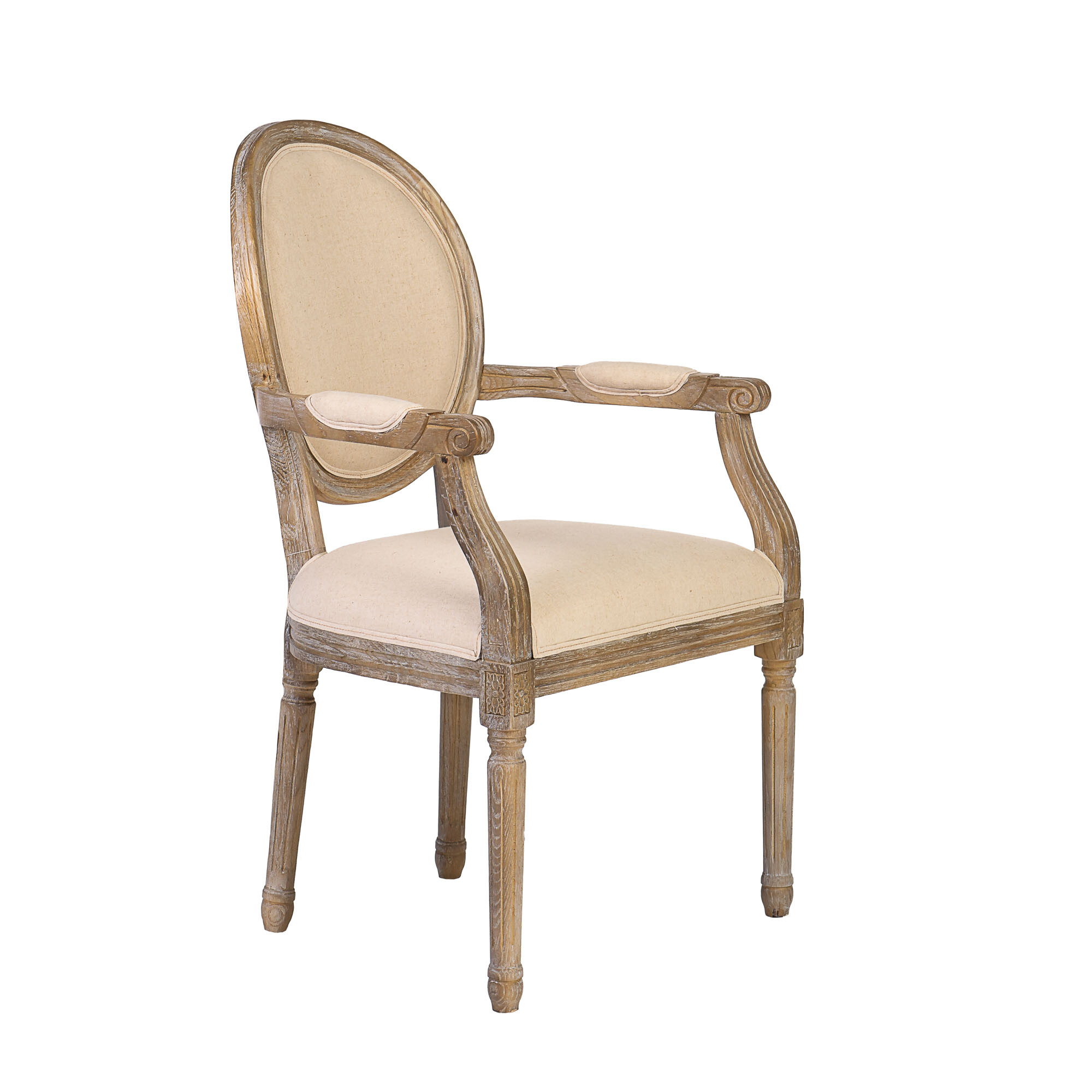 Butaca Madera-y-tela Natural-beige Estilo Luis Xv — Divino