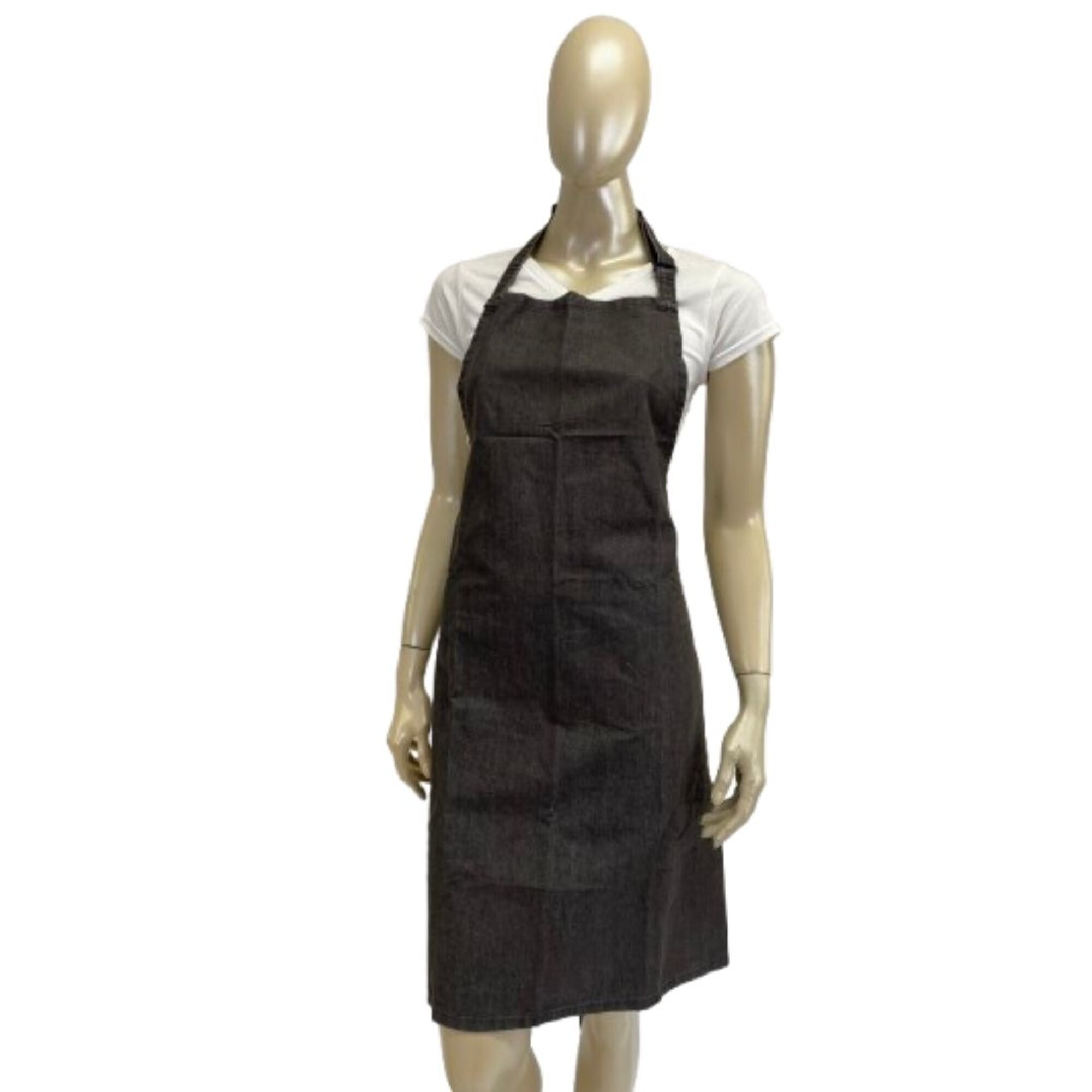 Delantal básico con peto y ajustes - Jean Gris Oscuro — TextilShop