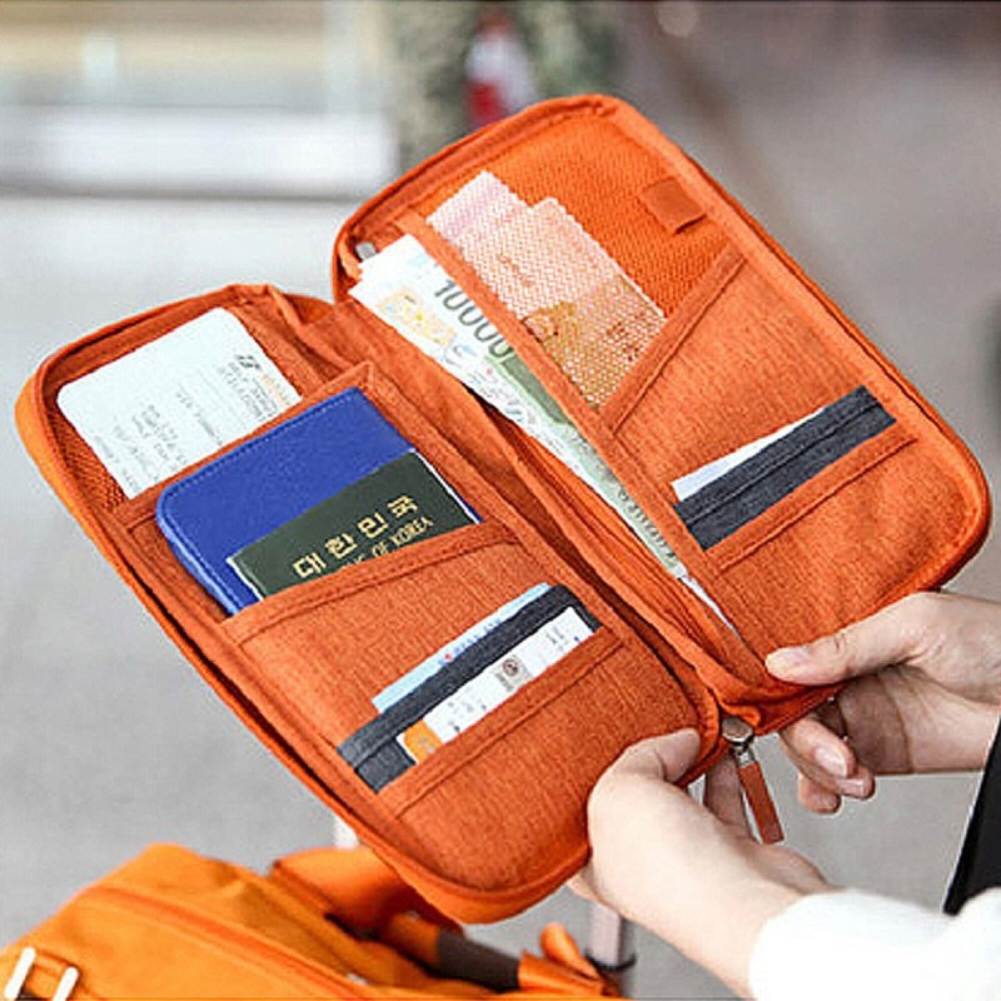 Porta documentos para pasaporte viaje - naranja — Buho Store